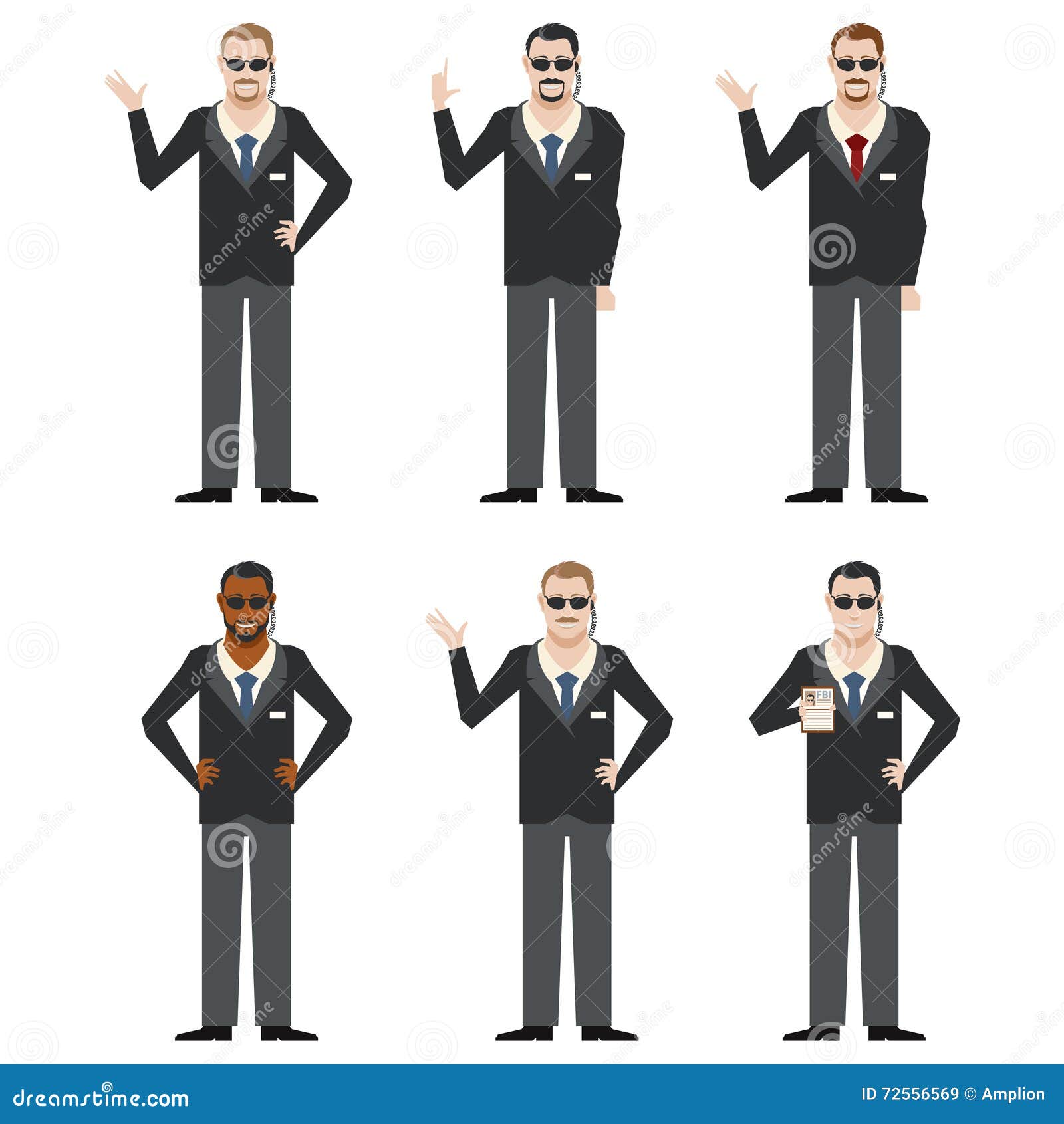 Set of FBI Agents stock vector. Illustration of avatar - 72556569