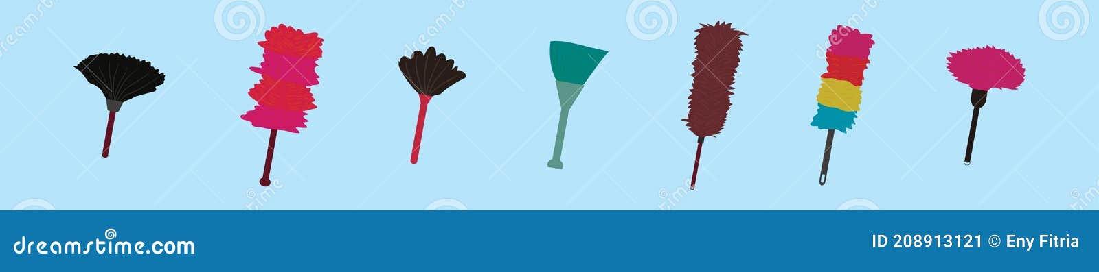 Set of Feather Duster Cartoon Icon Design Template with Various Models ...