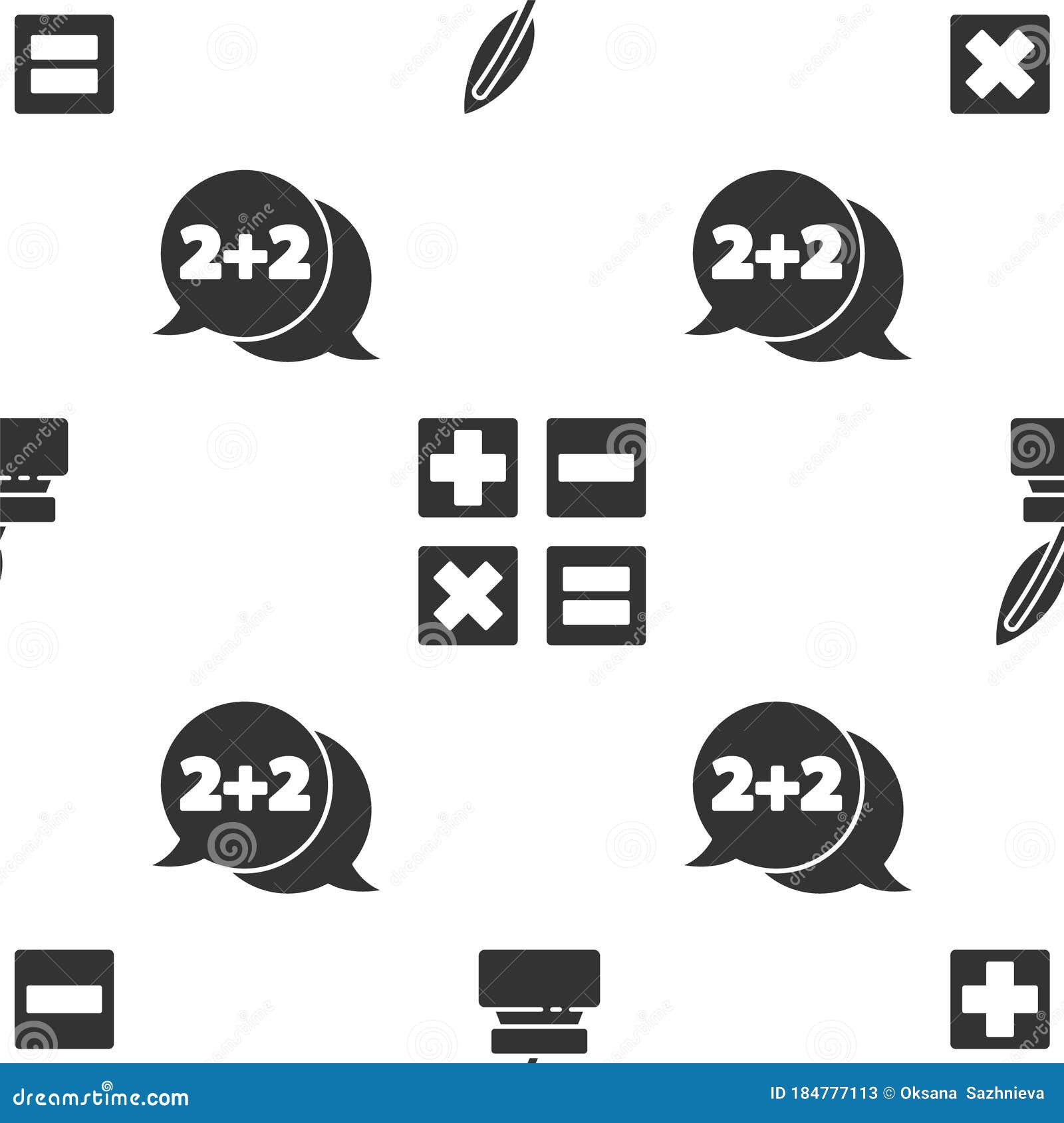 Set Feather And Inkwell Calculator And Equation Solution On Seamless