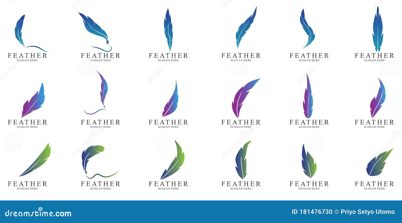 Set of Feather logo design stock vector. Illustration of icon - 181476730