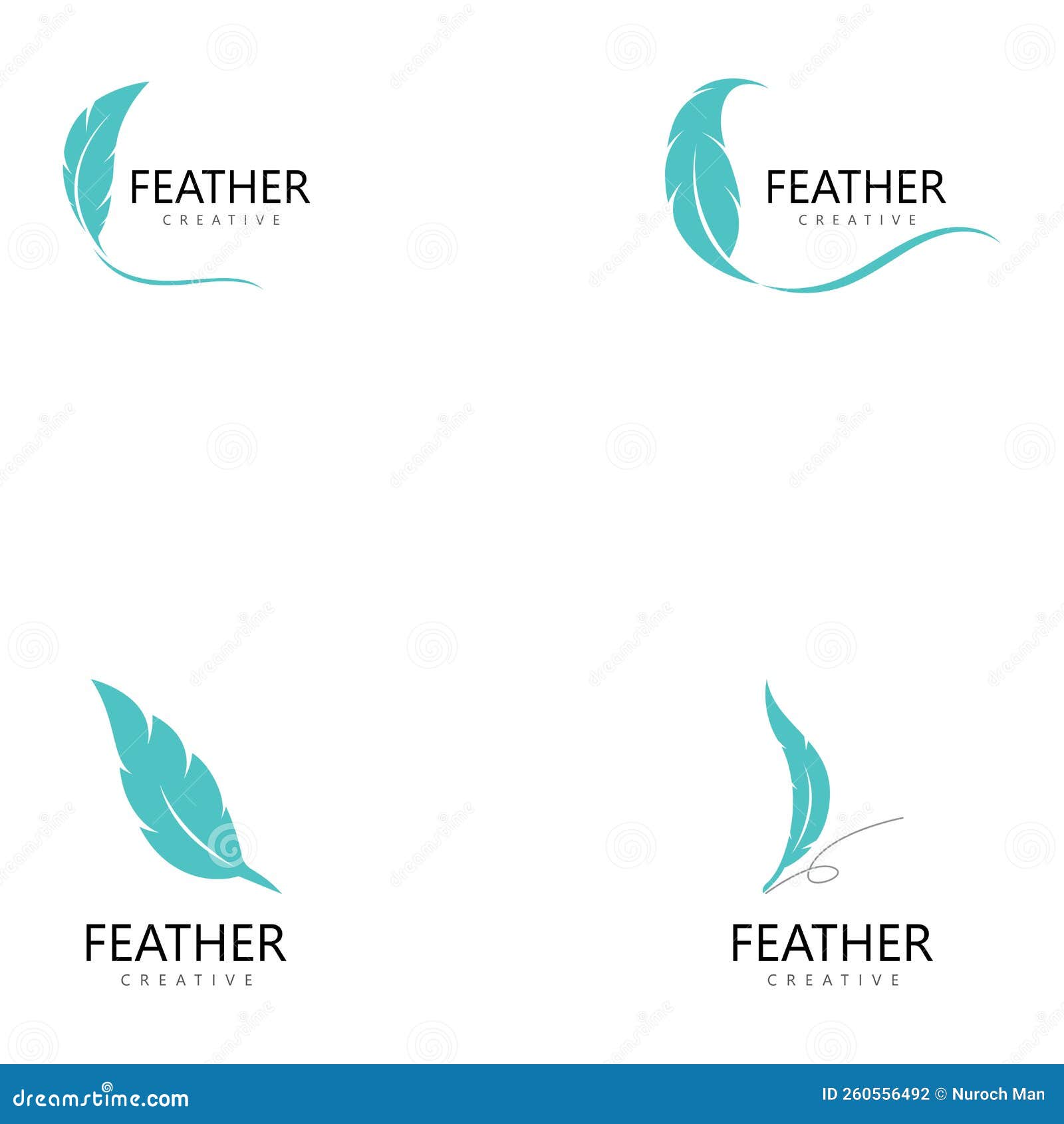 Set of Feather Logo Icon Vector Template. Stock Vector - Illustration ...
