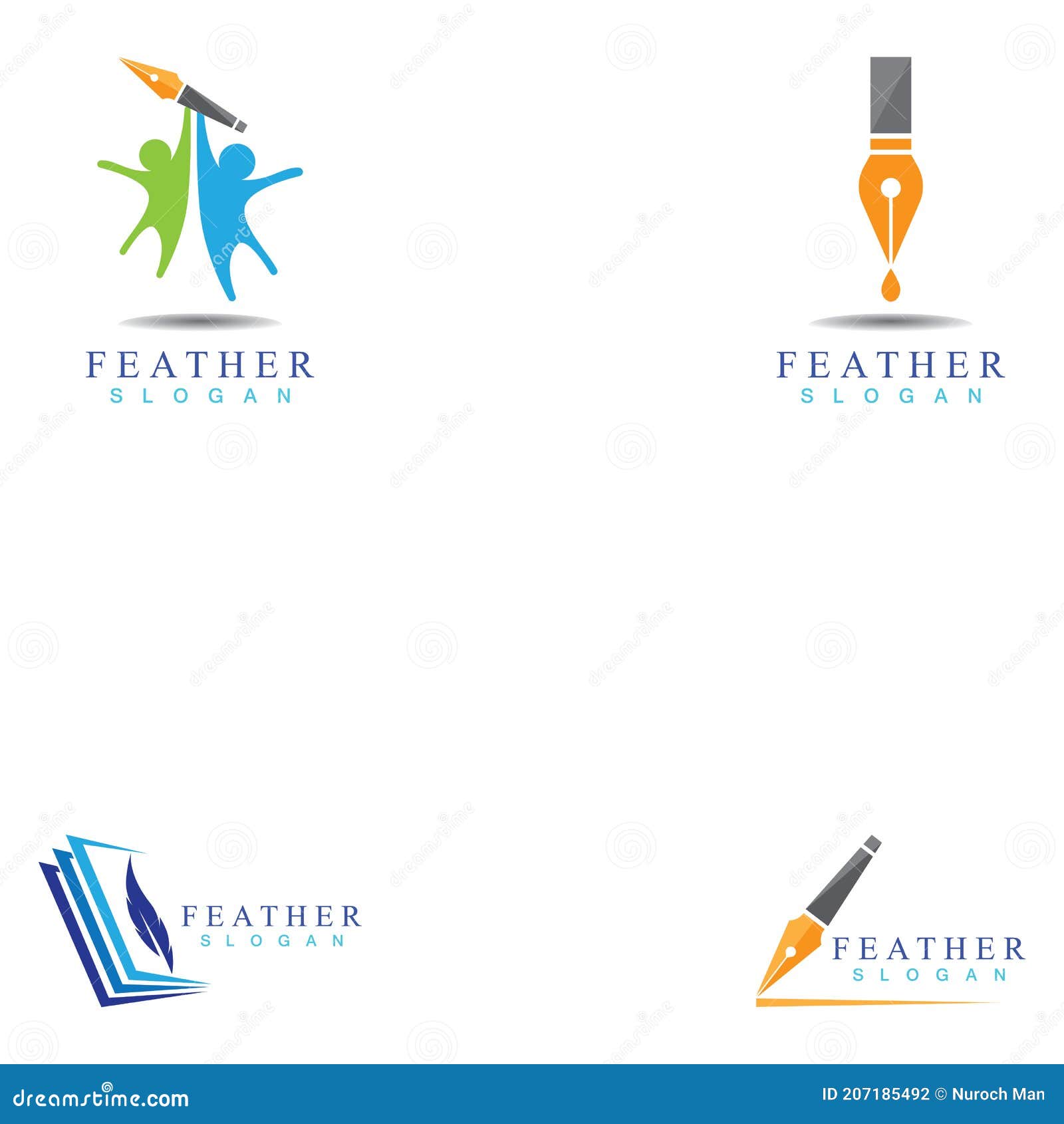 Set of Feather Pen Write Logo Template, Design Vector, Emblem, Design ...