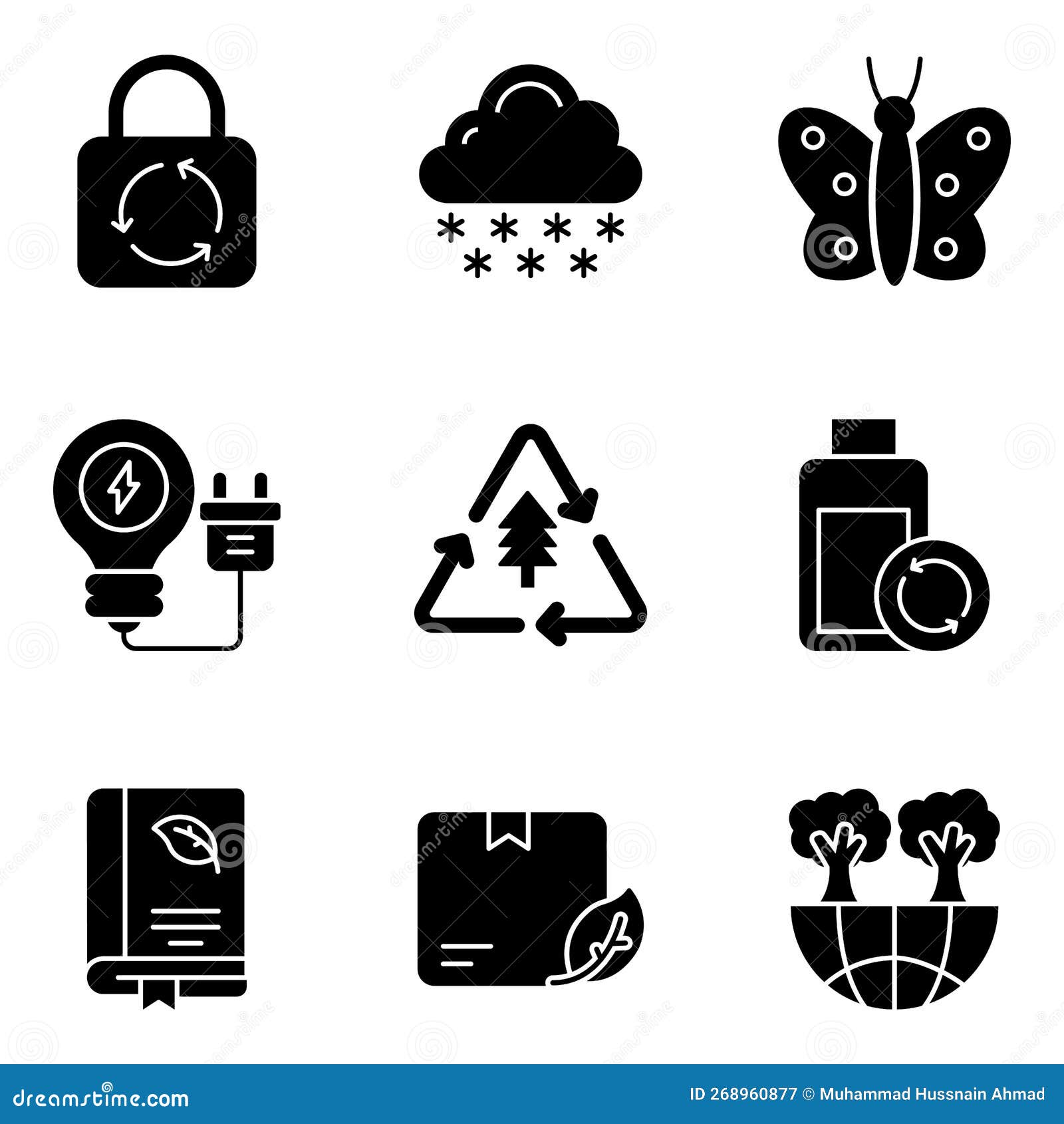 Pack of Nature and Science Solid Icons Stock Vector - Illustration of ...