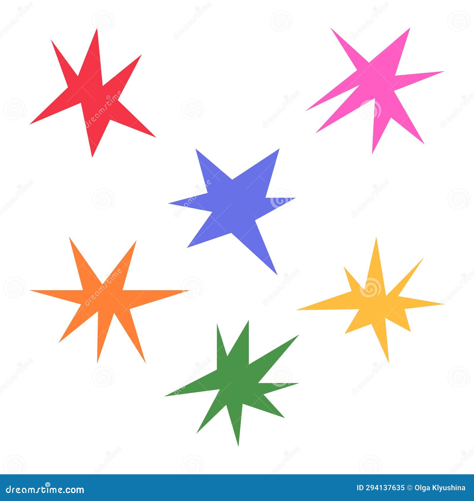 Set Featuring Images of Irregular Sharp Stars. it Includes Abstract ...