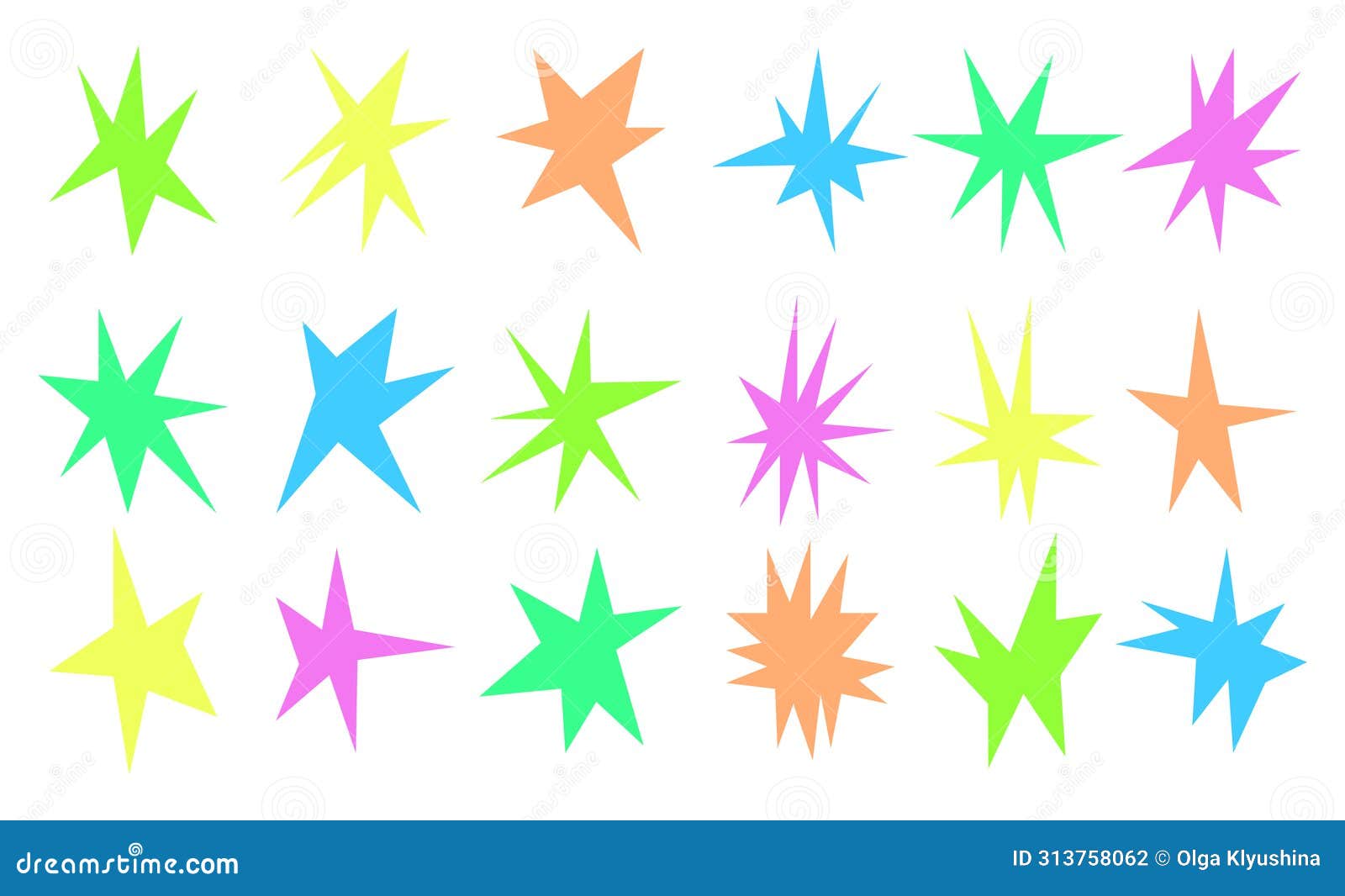 Set Featuring Images of Irregular Sharp Stars. it Includes Abstract ...