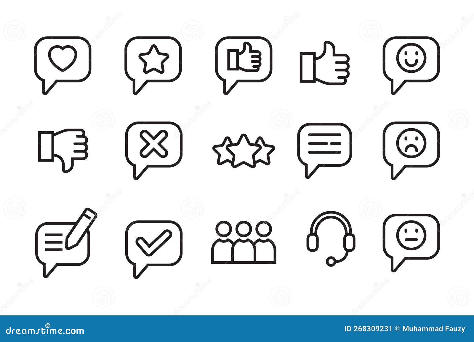 Set of Feedback Icons in Linear Style Stock Vector - Illustration of ...