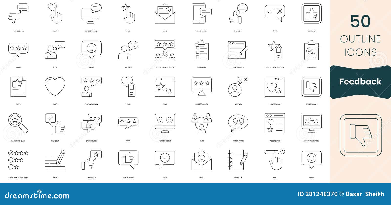 Set of Feedback Icons. Thin Outline Icons Pack Stock Vector ...