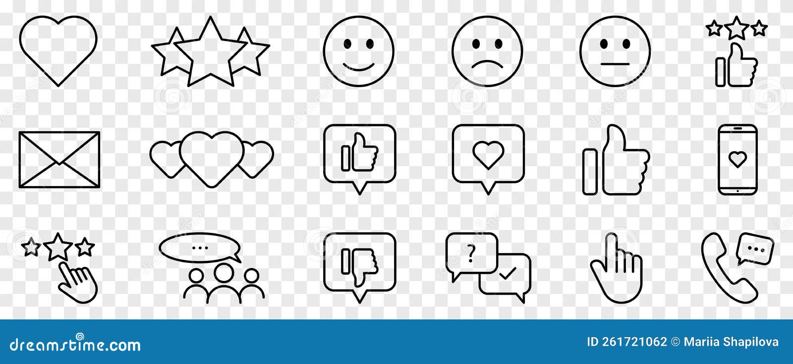 Set of feedback line icons stock vector. Illustration of icon - 261721062