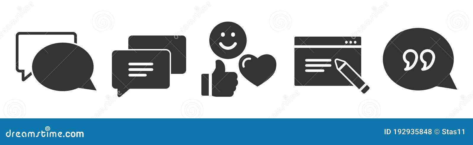 Set of Feedback Simple Icons in Black Stock Vector - Illustration of ...
