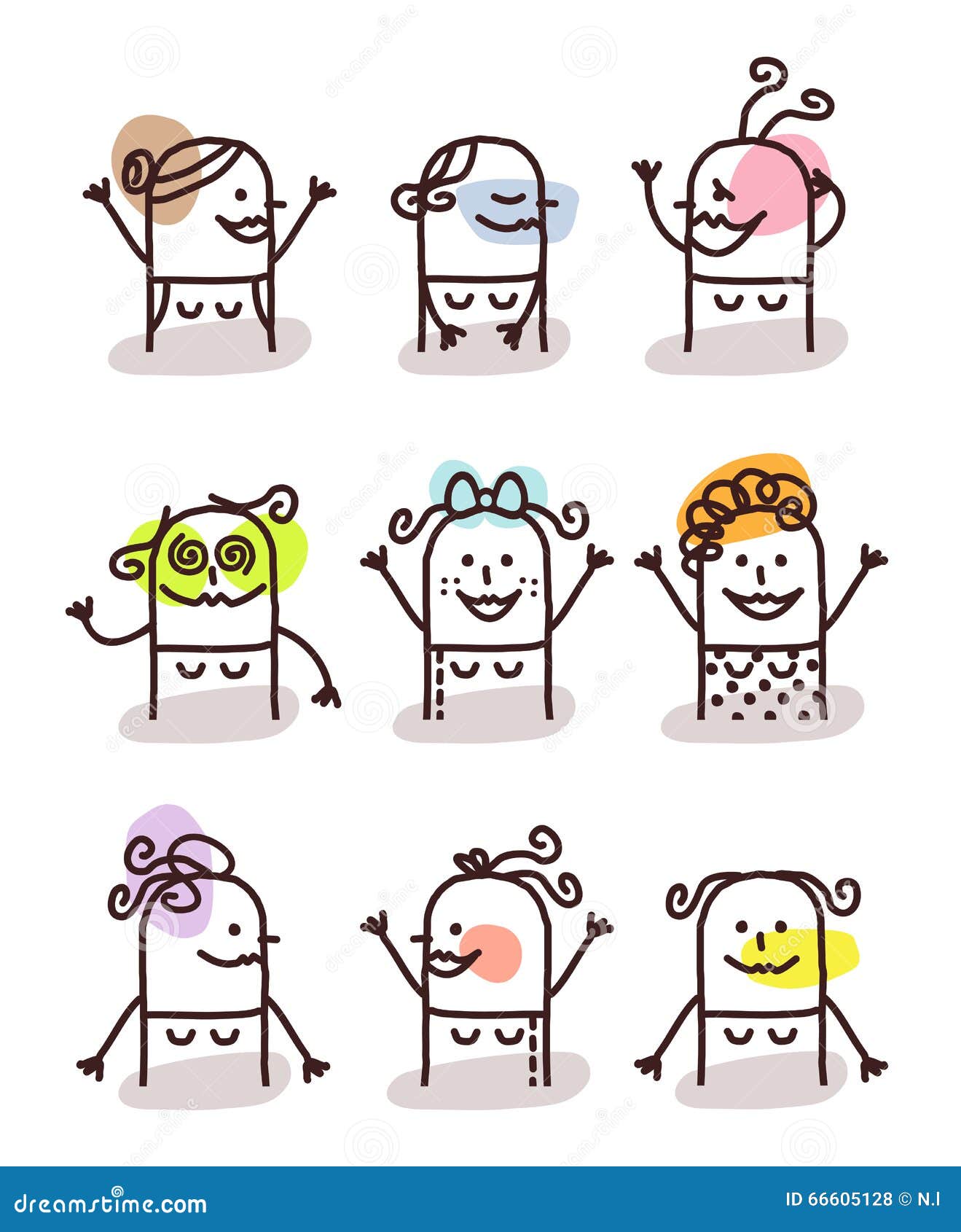 Set of Female Avatars - Good Moods Stock Vector - Illustration of happy ...