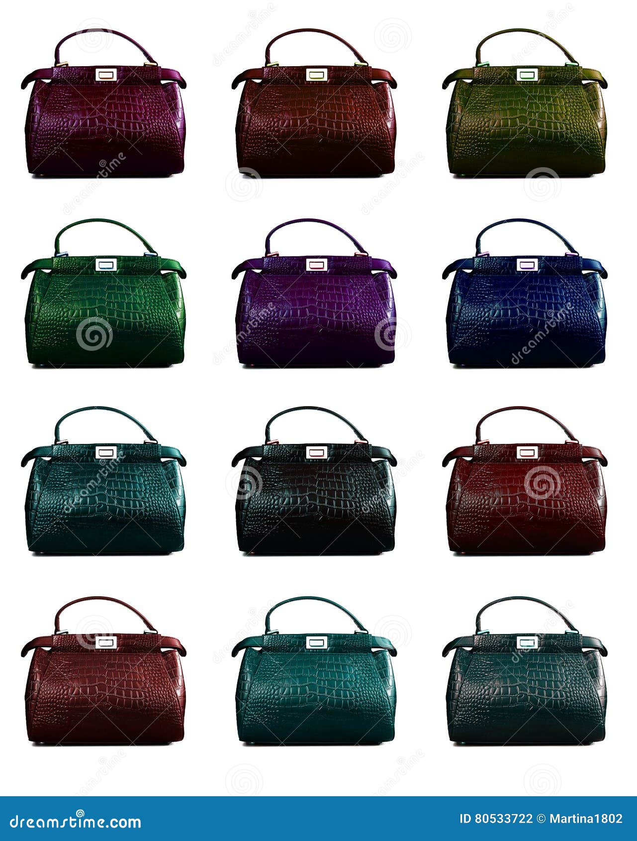 Set of Female Bags of Different Color Stock Photo - Image of magenta ...