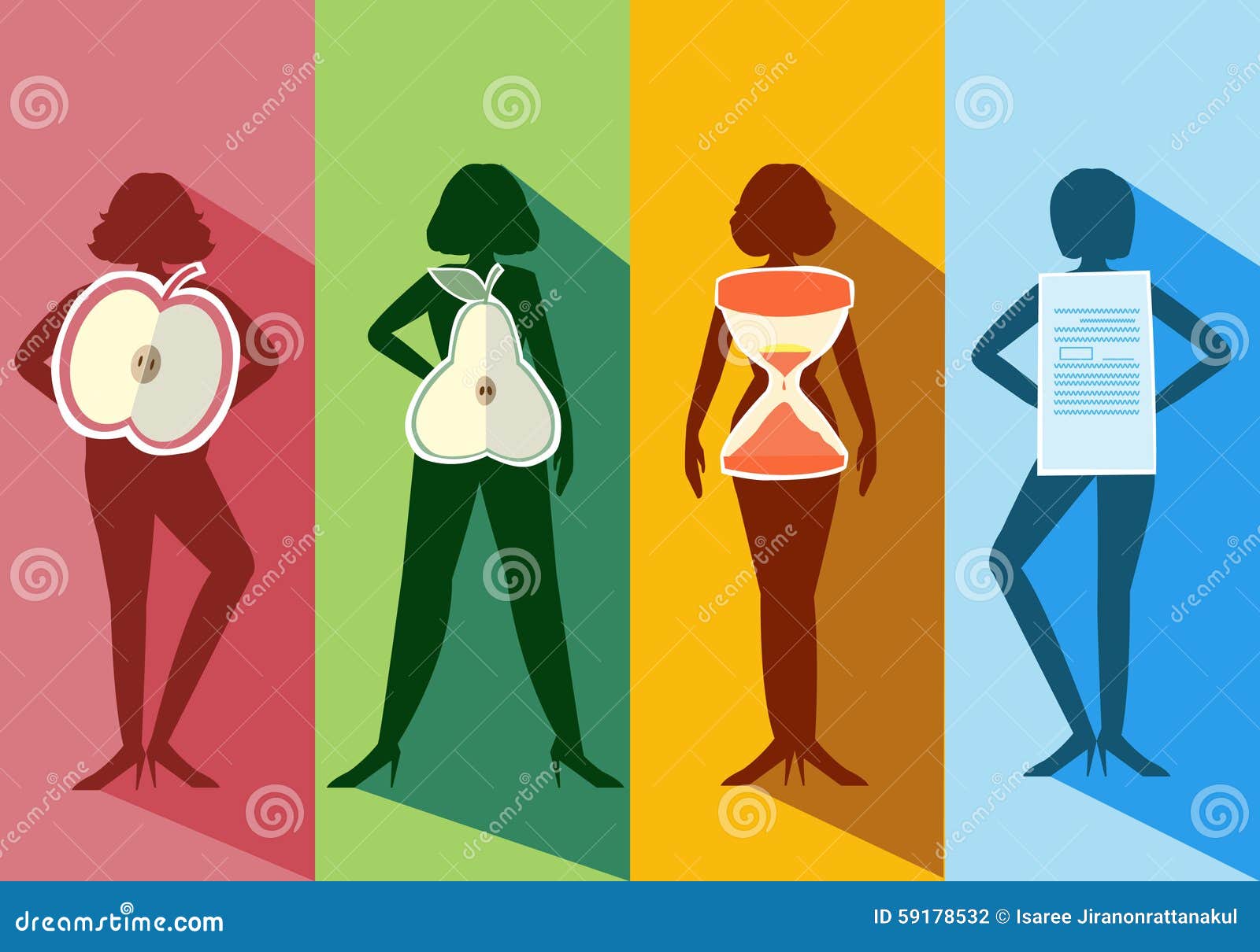 Set of Female Body Shape Types, Illustrations Stock Illustration ...