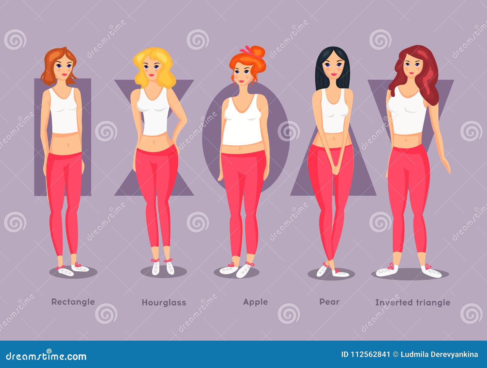 Set of Female Body Shape Types. Stock Illustration - Illustration of ...