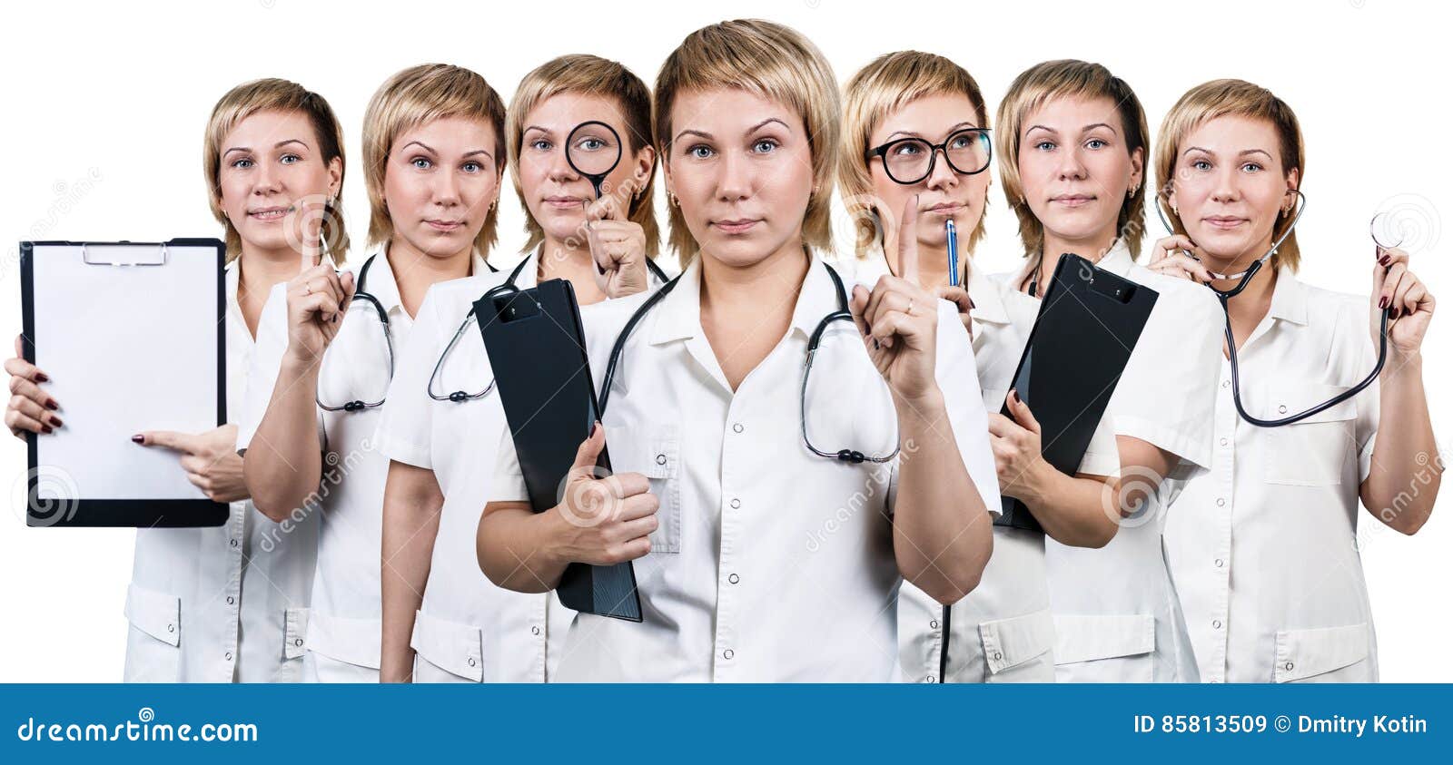 Set of Female Doctor with Different Equipment. Stock Image - Image of ...