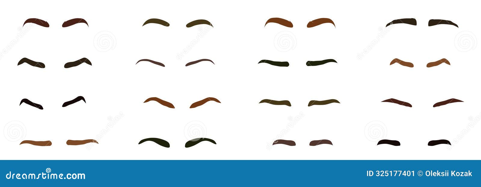 A Set of Female Eyebrows. Isolated Cartoon Eyebrows. Eyebrow Shaping ...