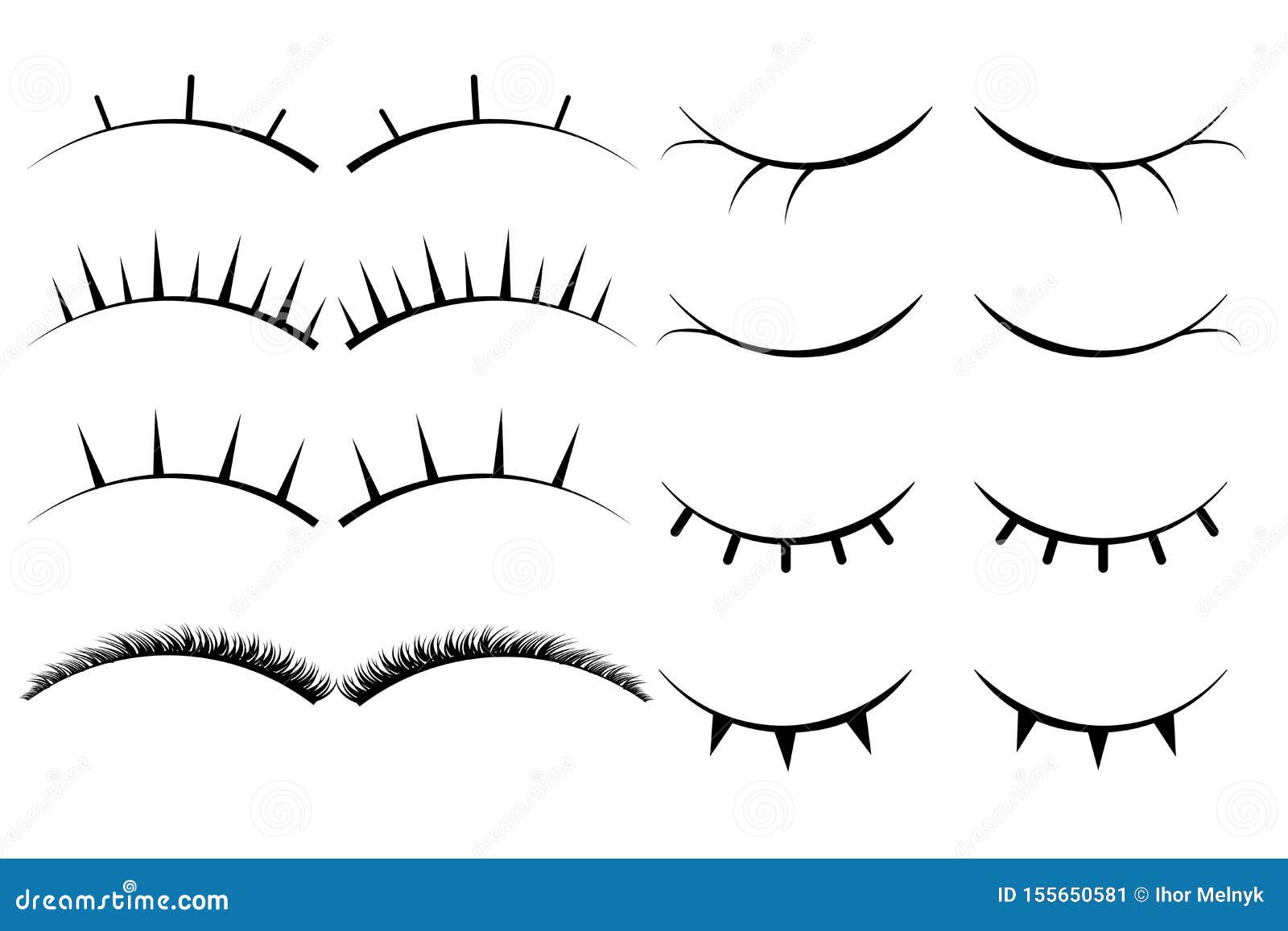 Set of female eyelashes stock vector. Illustration of design - 155650581
