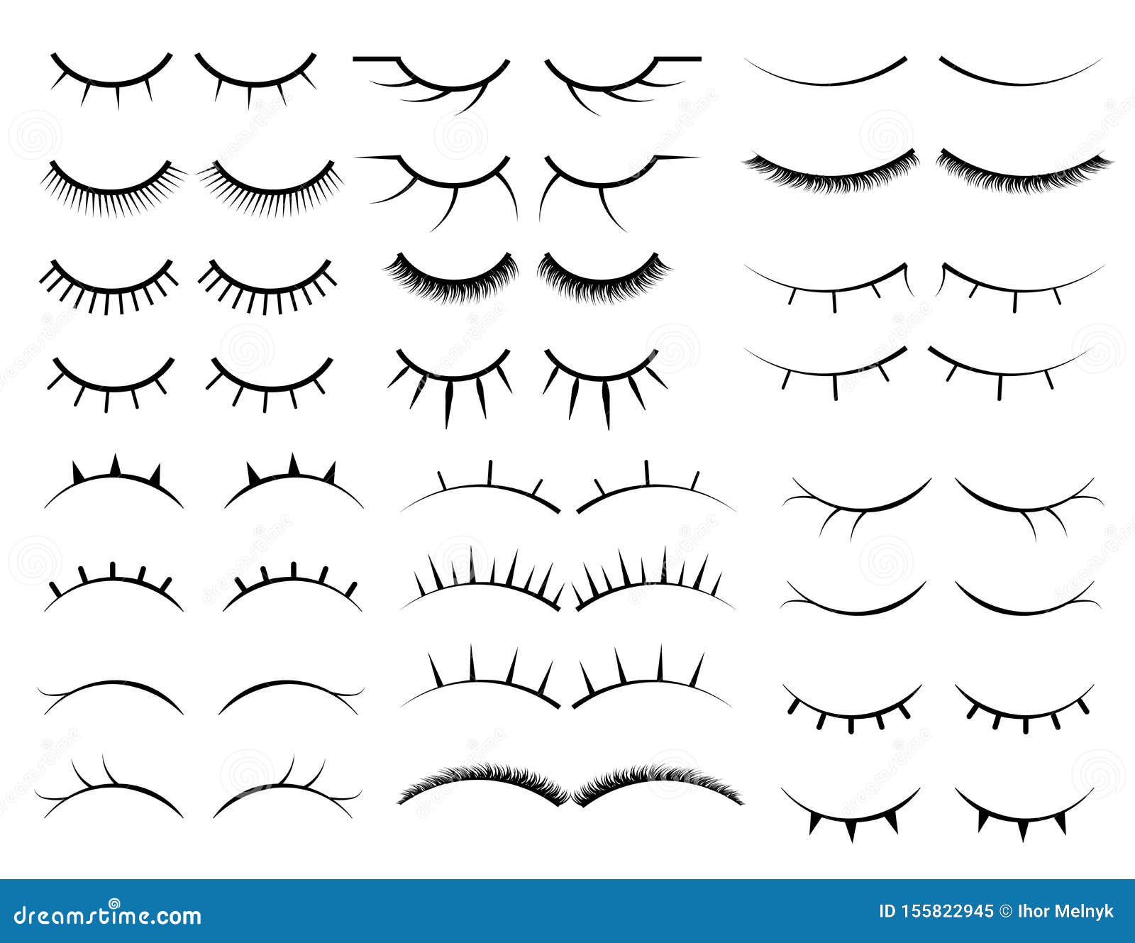 Set of female eyelashes stock vector. Illustration of human - 155822945