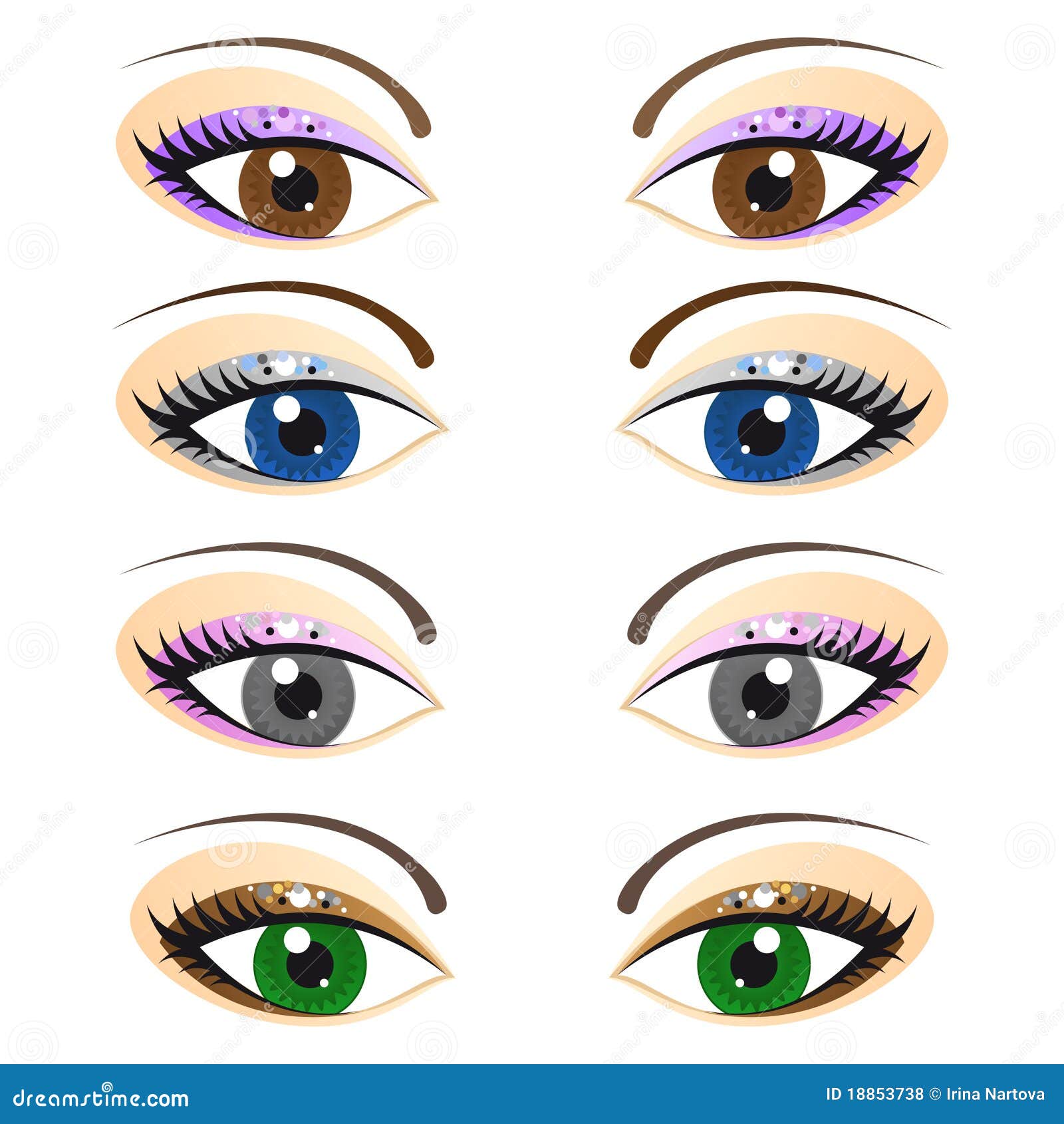 Set of female eyes stock vector. Illustration of eyeball - 18853738