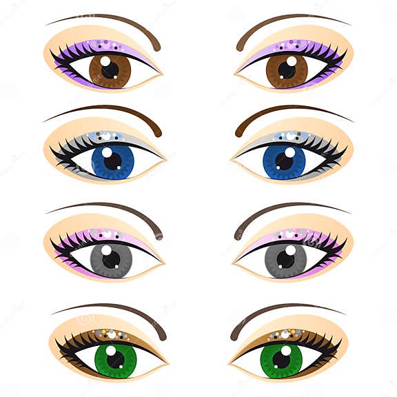 Set of female eyes stock vector. Illustration of eyeball - 18853738