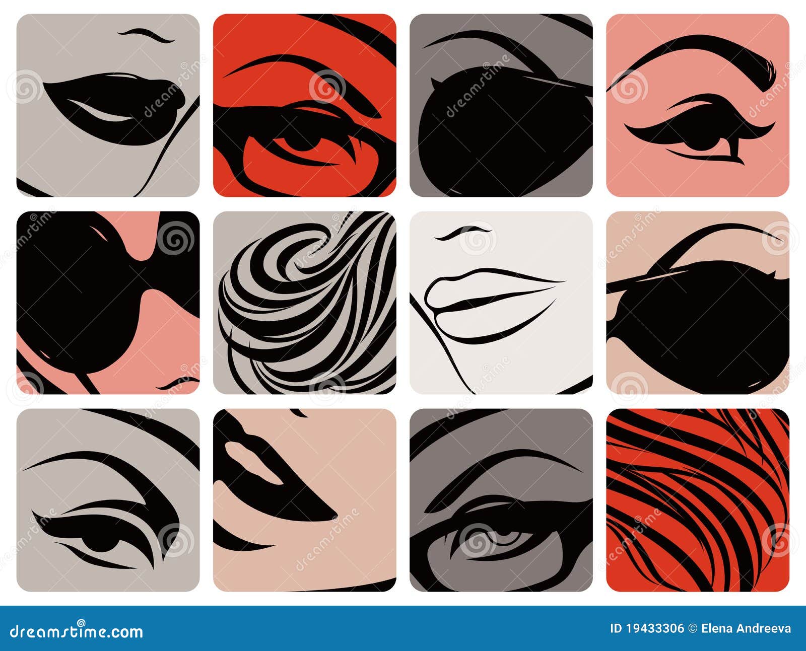 Set of Female Face Parts. Vector Illustration. Stock Vector ...