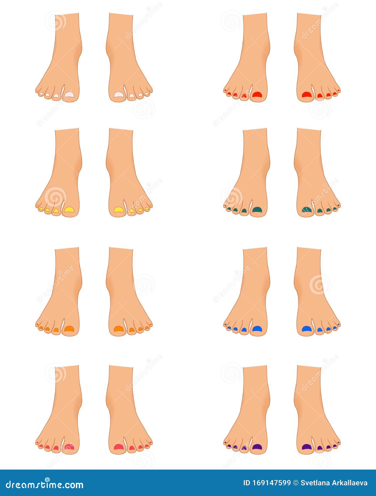 Set of Female Feet for the Constructor. Cartoon Style Stock ...
