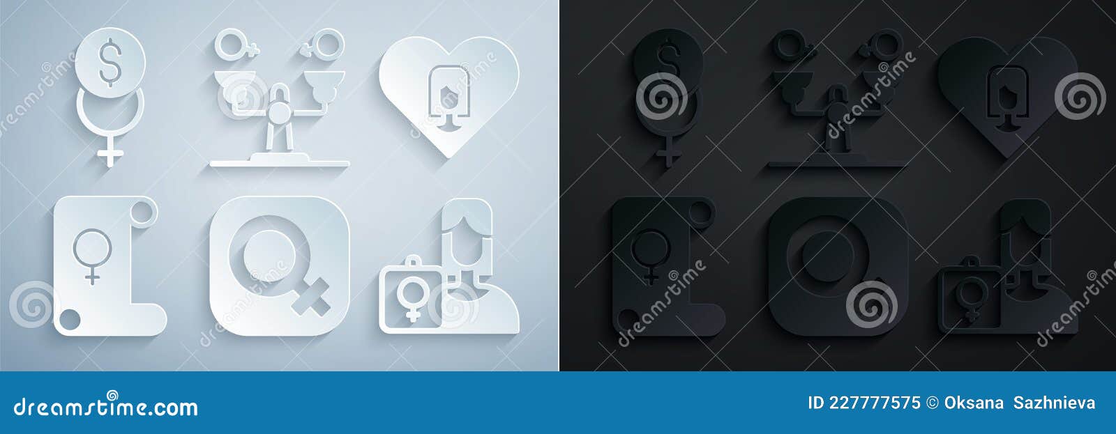 Set Female Gender Heart With Female Feminism Feminist Activist