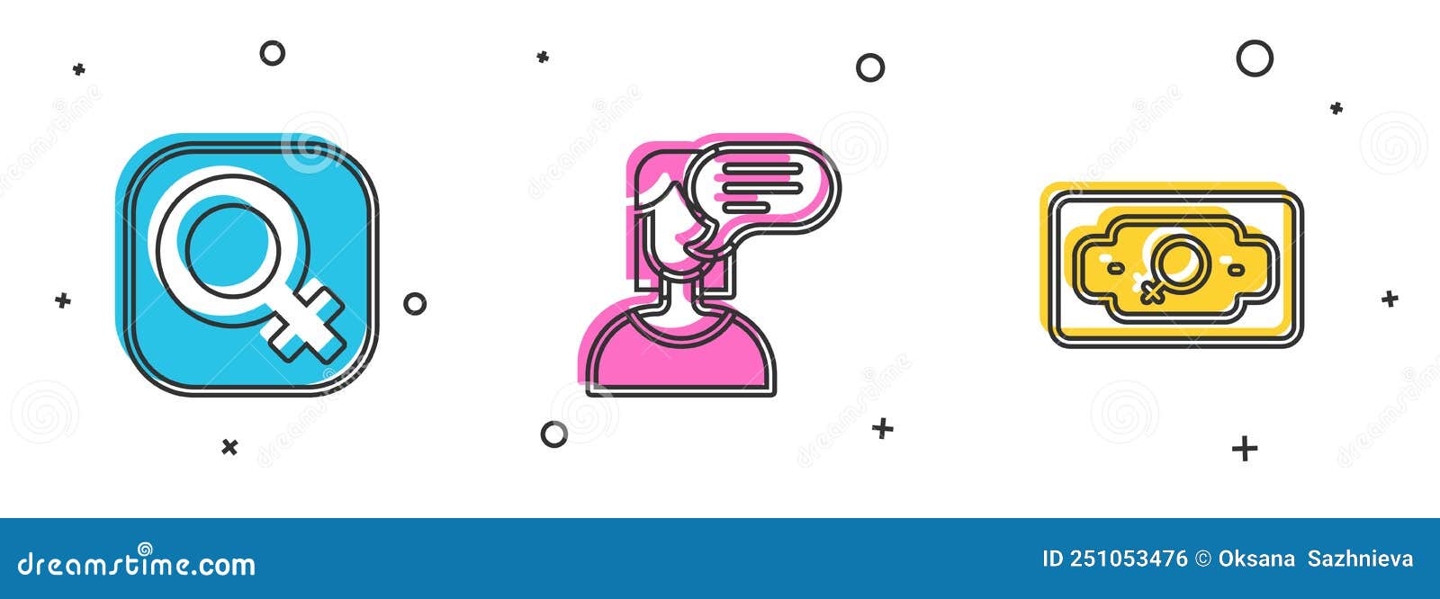 Set Female Gender Opinion And Money Growth Woman Icon Vector Stock