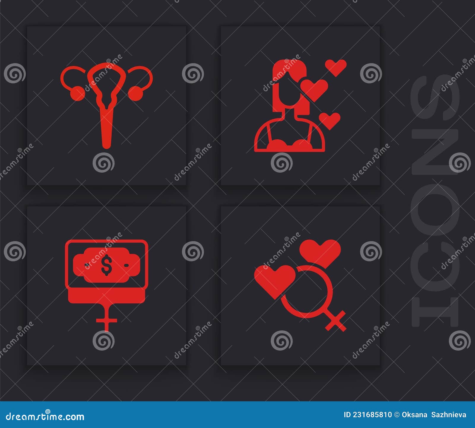 Set Female Gender Reproductive System Love Yourself And Money Growth