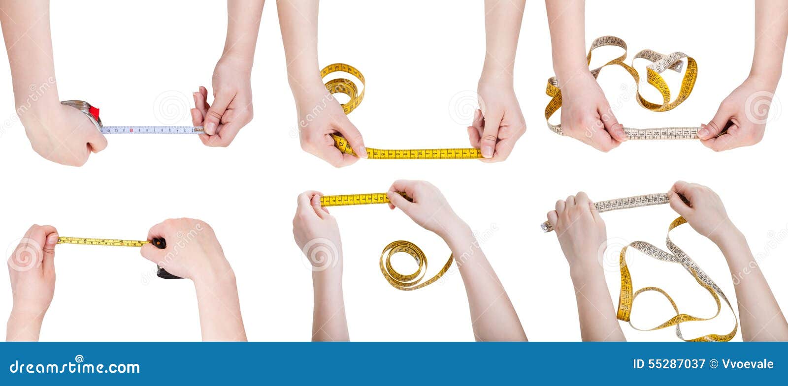 Set of Female Hands with Measuring Tapes Stock Image - Image of ruler ...