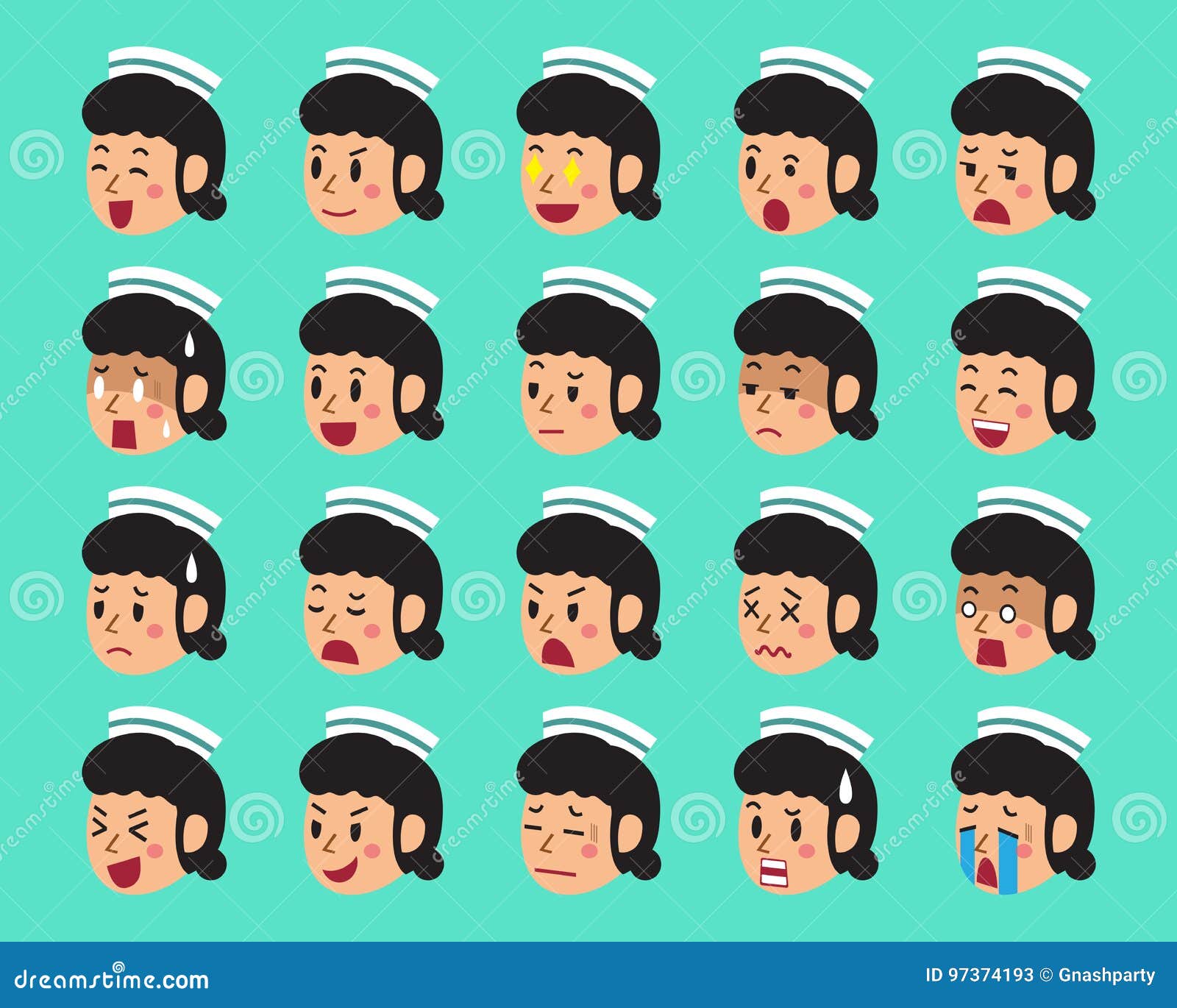 Nurse With Different Emotions Cartoon Vector. | CartoonDealer.com ...