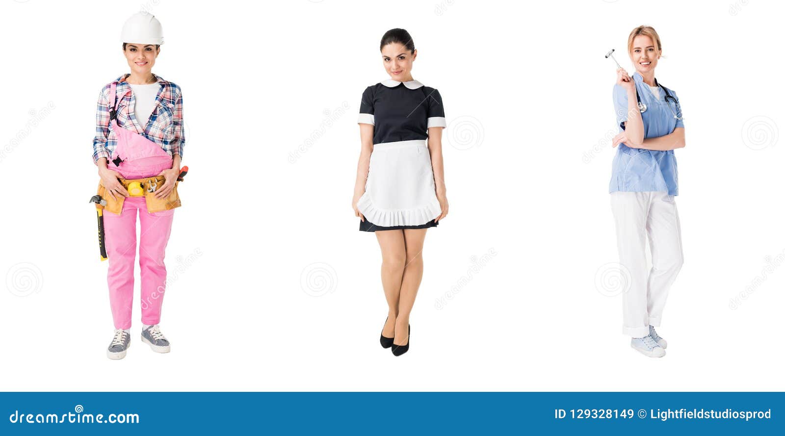 Set of Female Professions Maid Construction Engineer and Nurse Stock ...