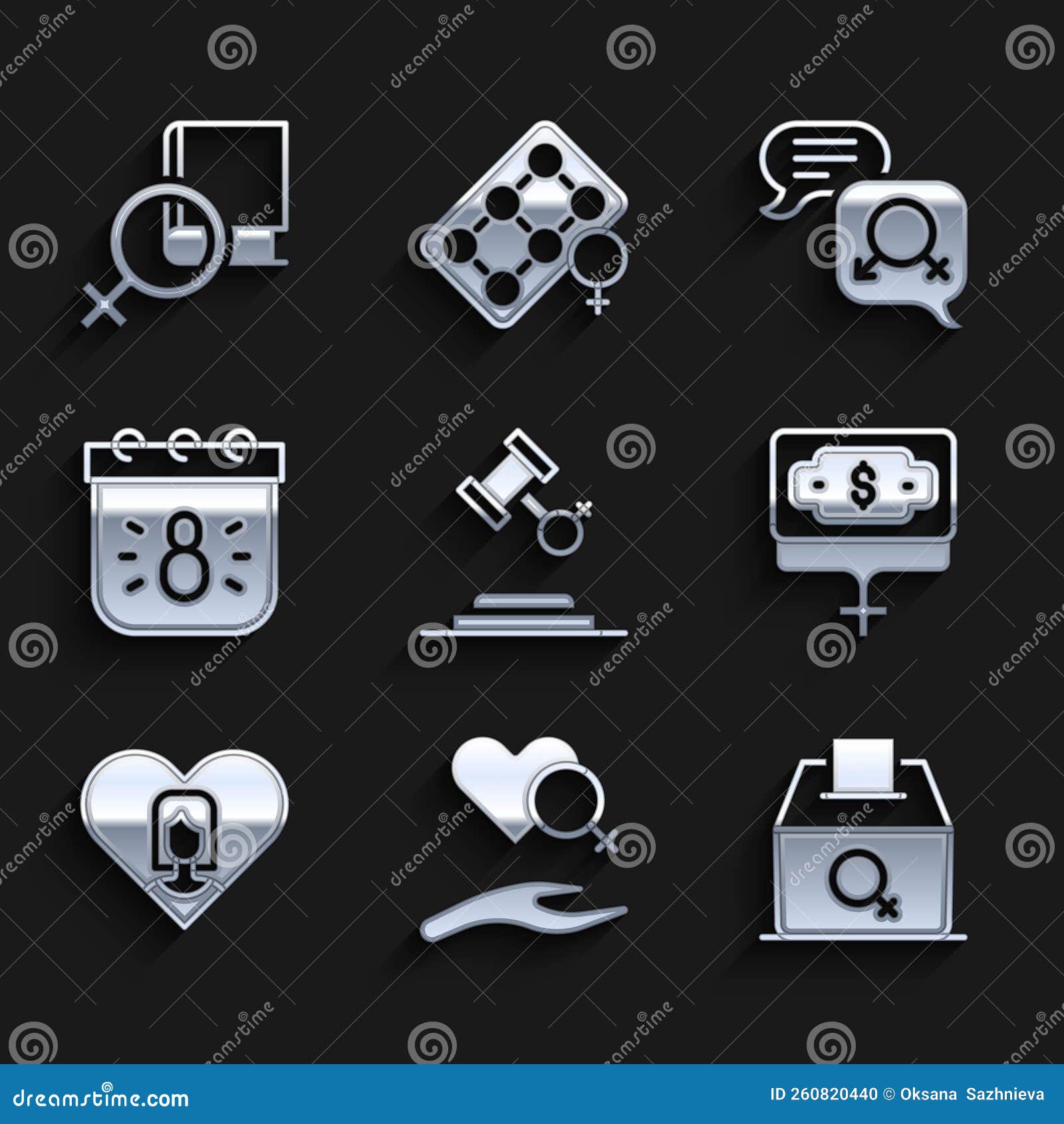 Set Female Rights Heart With Female Gender Vote Money Growth Woman
