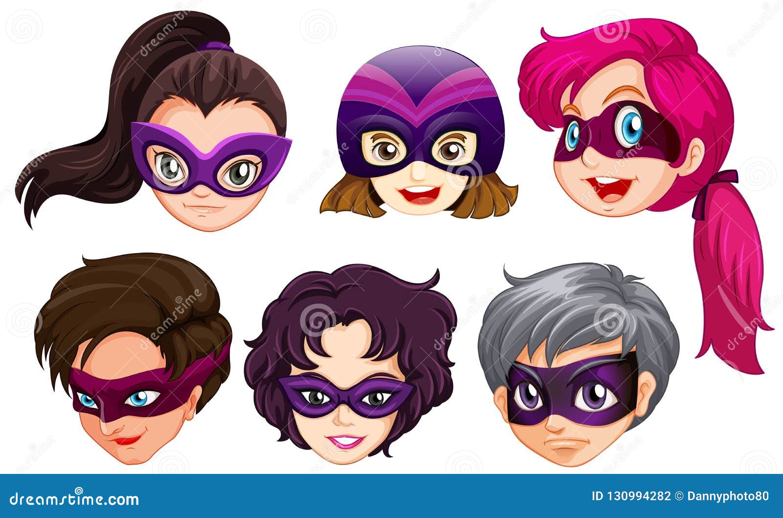 Set of Female Superhero Head Stock Vector - Illustration of clipart ...