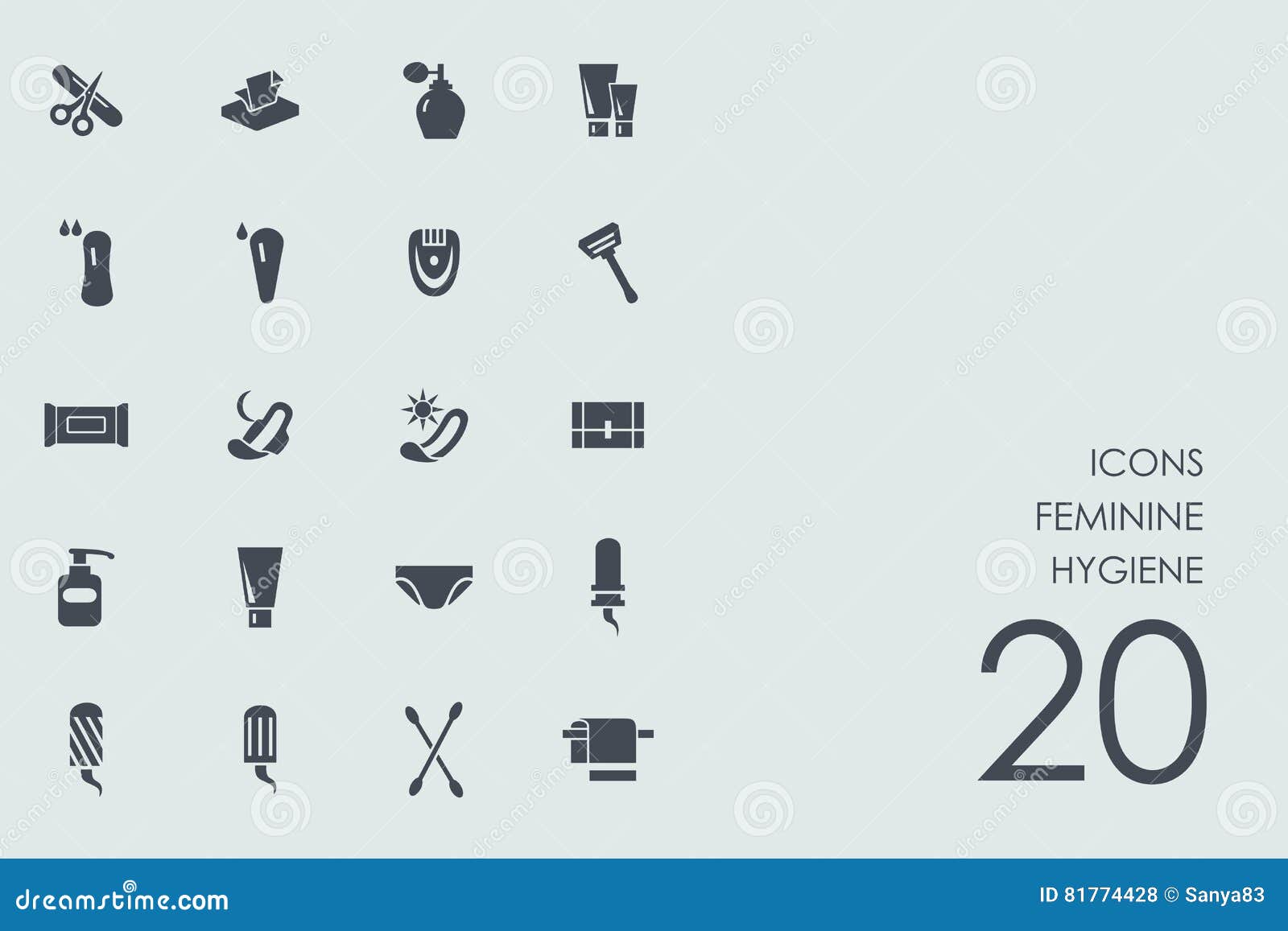 Set of Feminine Hygiene Icons Stock Vector - Illustration of contour ...