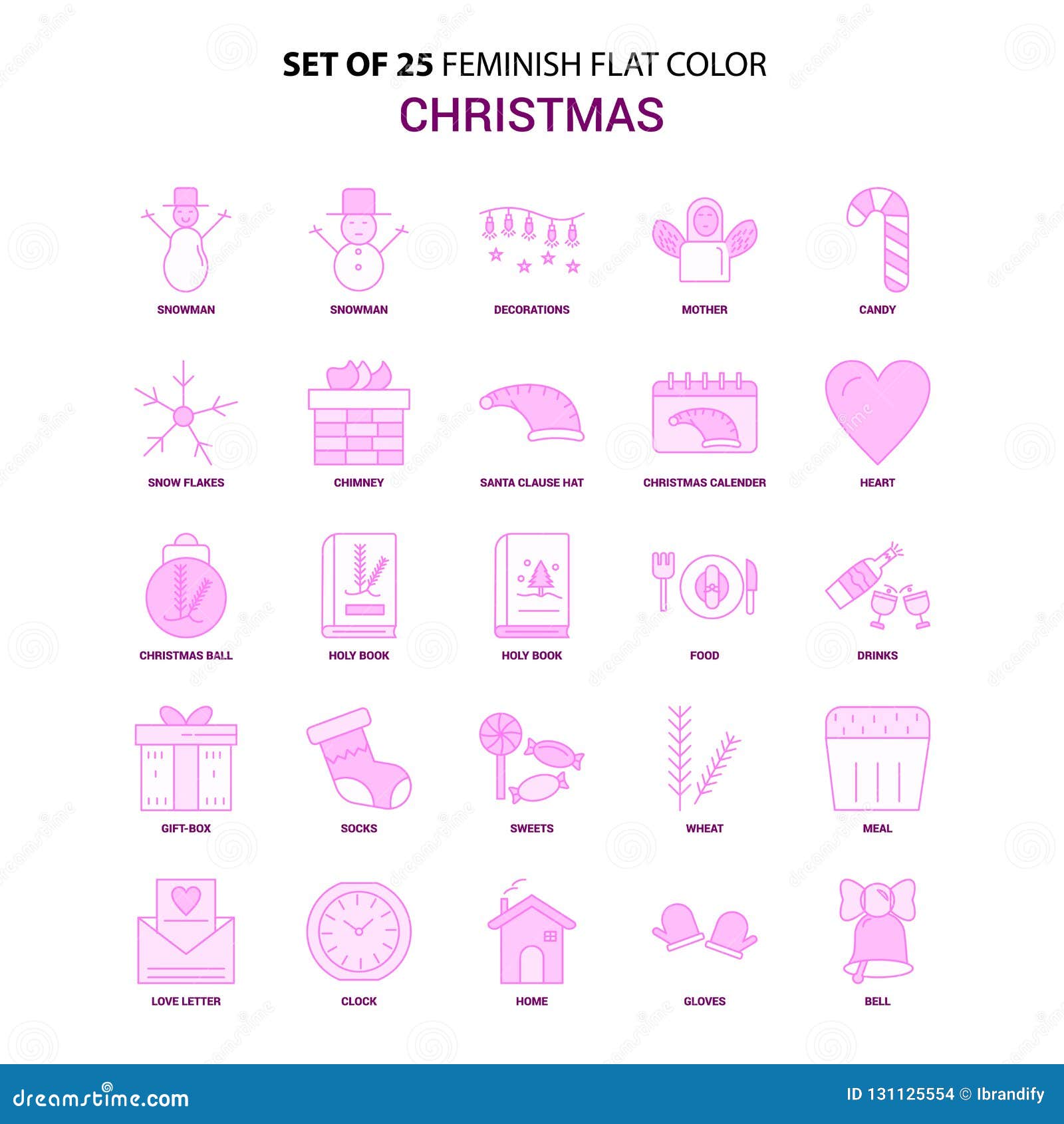 Set of 25 Feminish Christmas Flat Color Pink Icon Set Stock Vector ... Set of 25 Feminish Christmas Flat Color Pink Icon Set Stock Vector ...