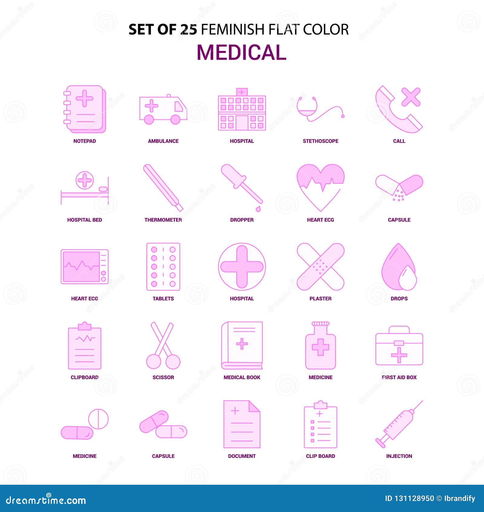 Set of 25 Feminish Medical Flat Color Pink Icon Set Stock Vector ... Set of 25 Feminish Medical Flat Color Pink Icon Set Stock Vector ...
