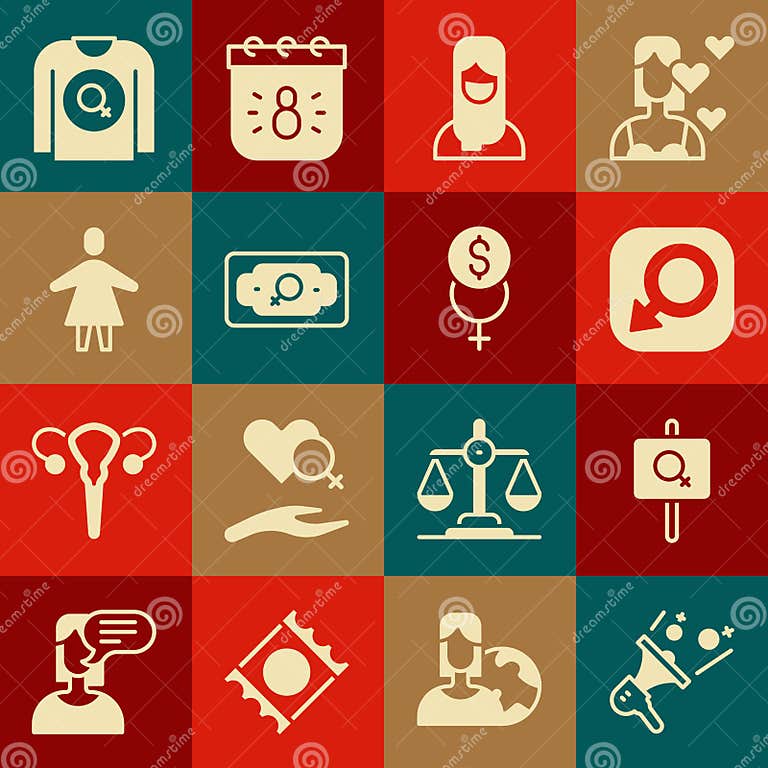 Set Feminist Activist Male Gender Muslim Woman Hijab Money Growth