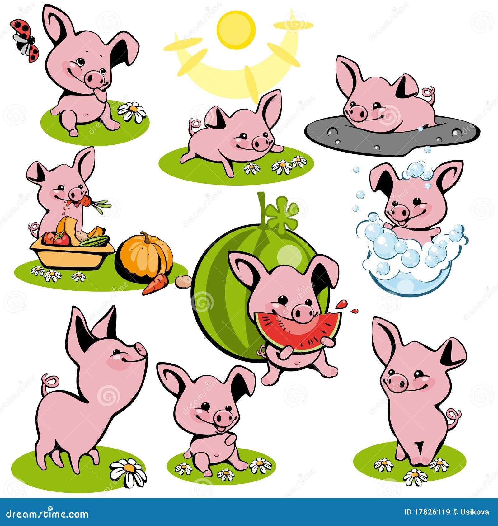 Set Ferkel vektor abbildung. Illustration von ikonen - 17826119