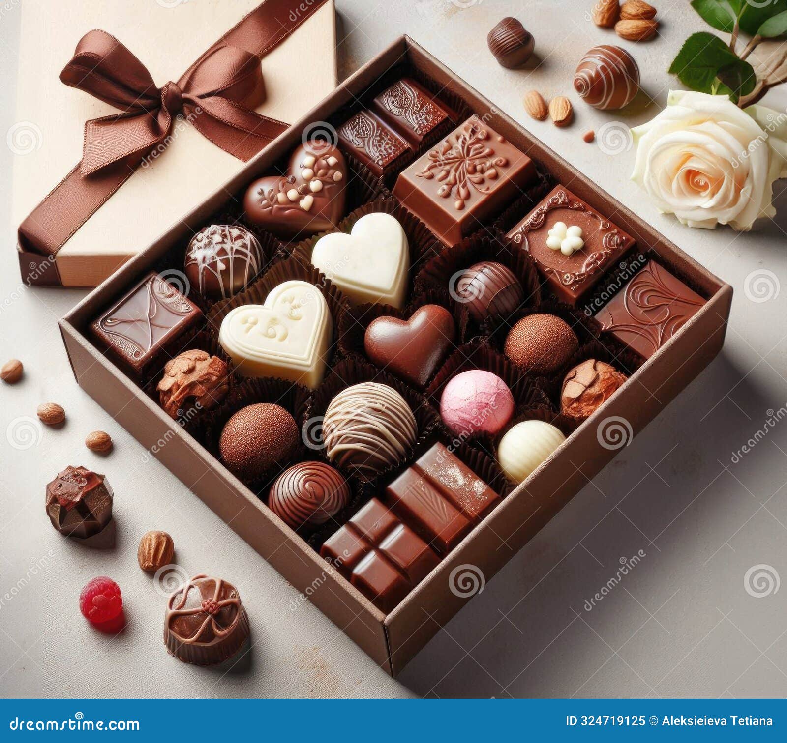 A Set of Festive Chocolate Sweets of Various Shapes and Designs in a ...