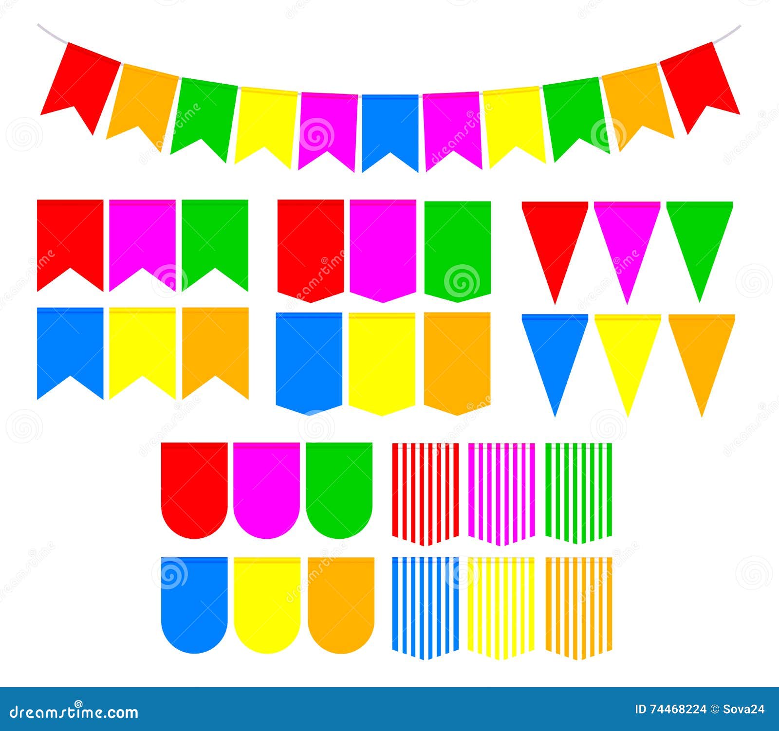 Set festive flags stock vector. Illustration of blue - 74468224