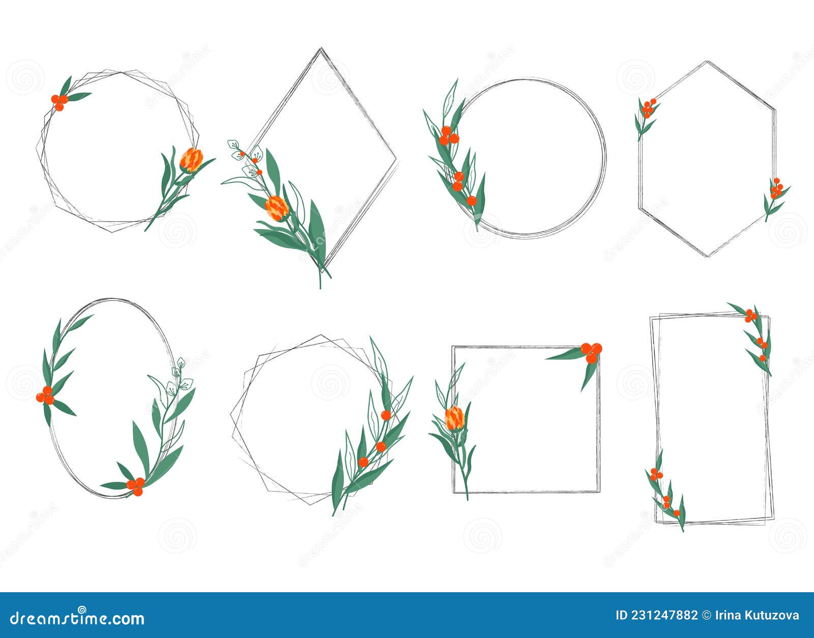 Set of Festive Frames with Flowers. Vector Illustration Stock Vector ...