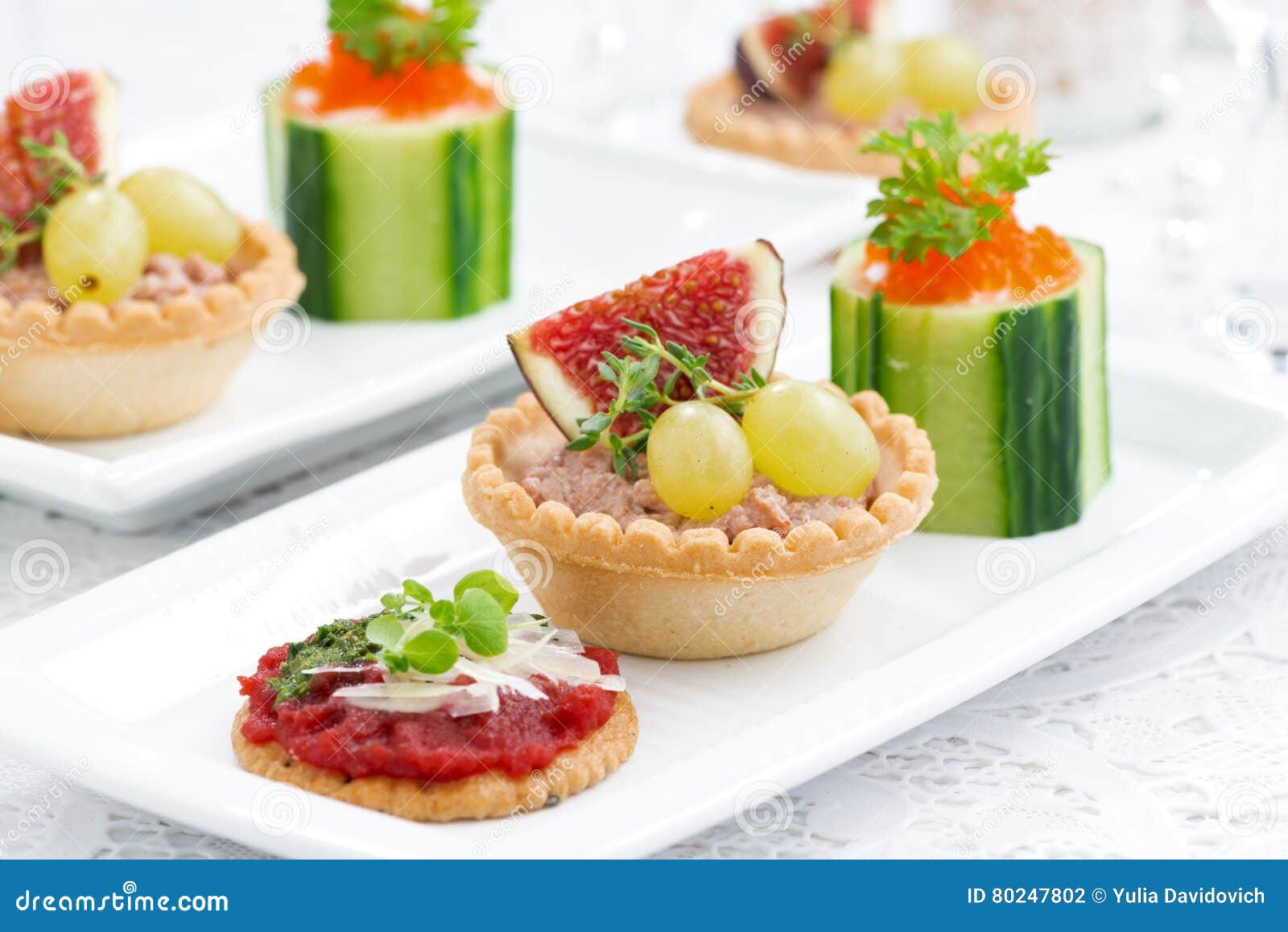 Set of Festive Mini Appetizers, Closeup Stock Photo - Image of cheese ...
