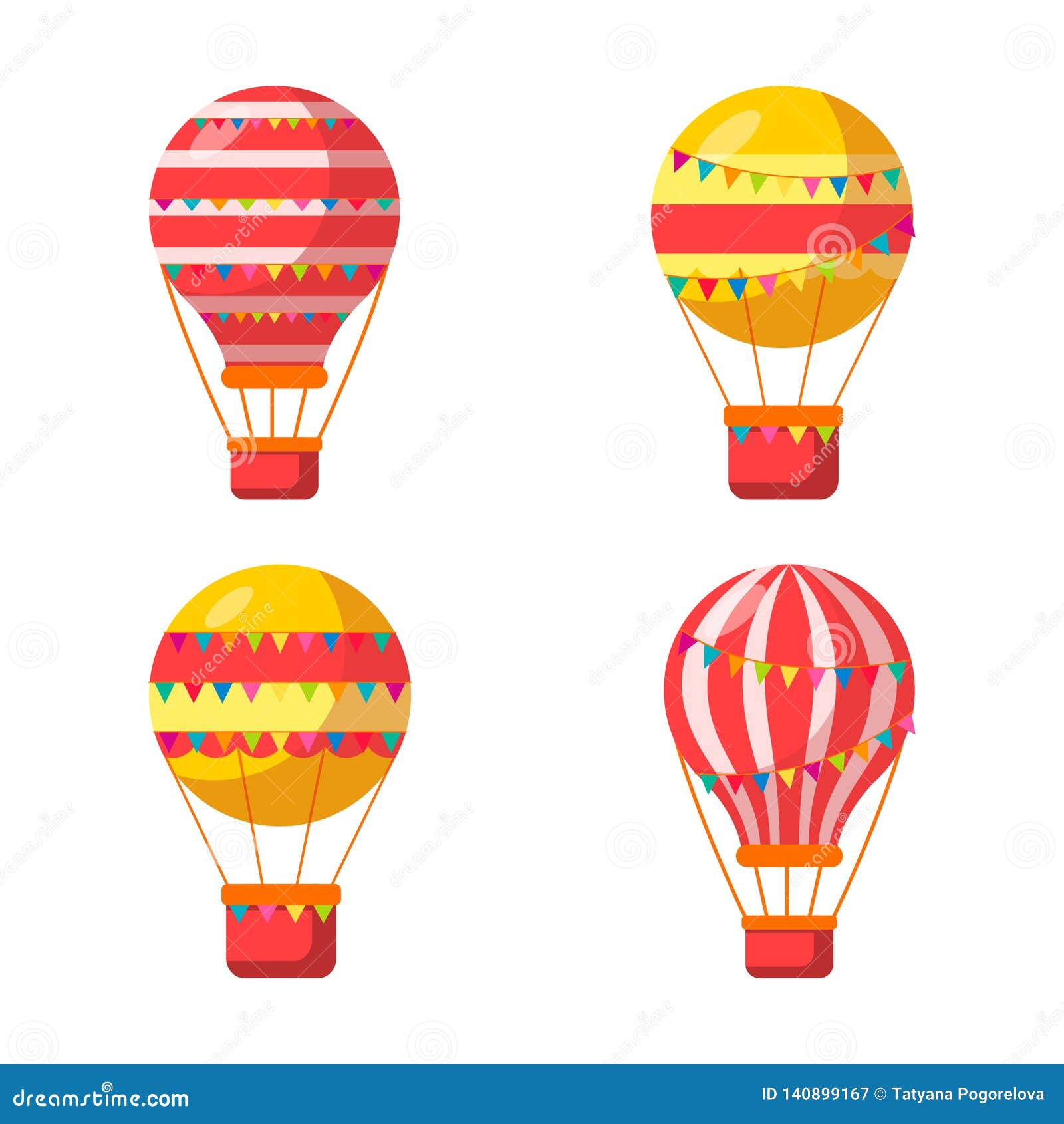 Set of Festive Multi-colored Big Flying Balls. Vector Illustration ...