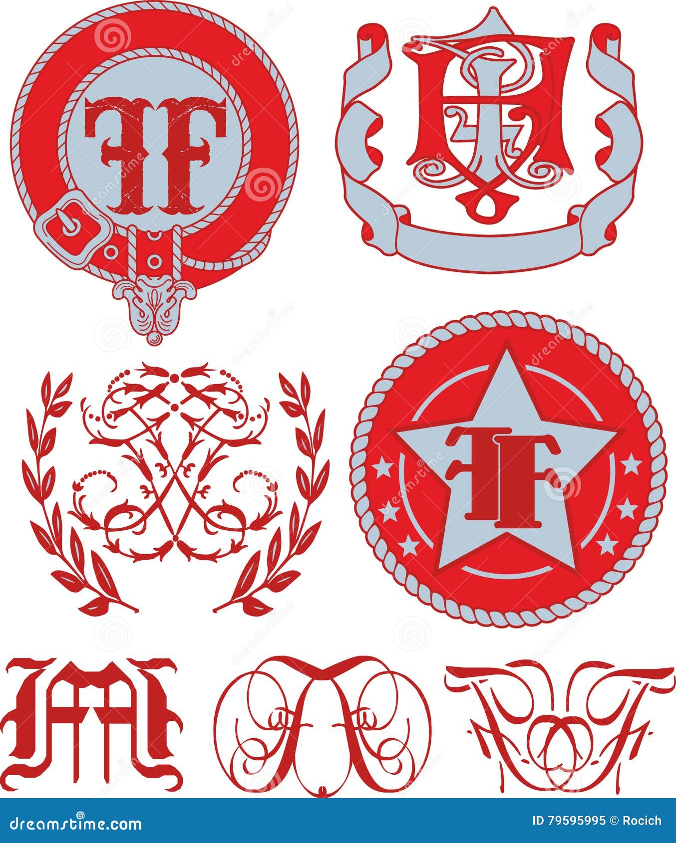 Set of FF Monograms and Emblem Templates Stock Vector - Illustration of ...