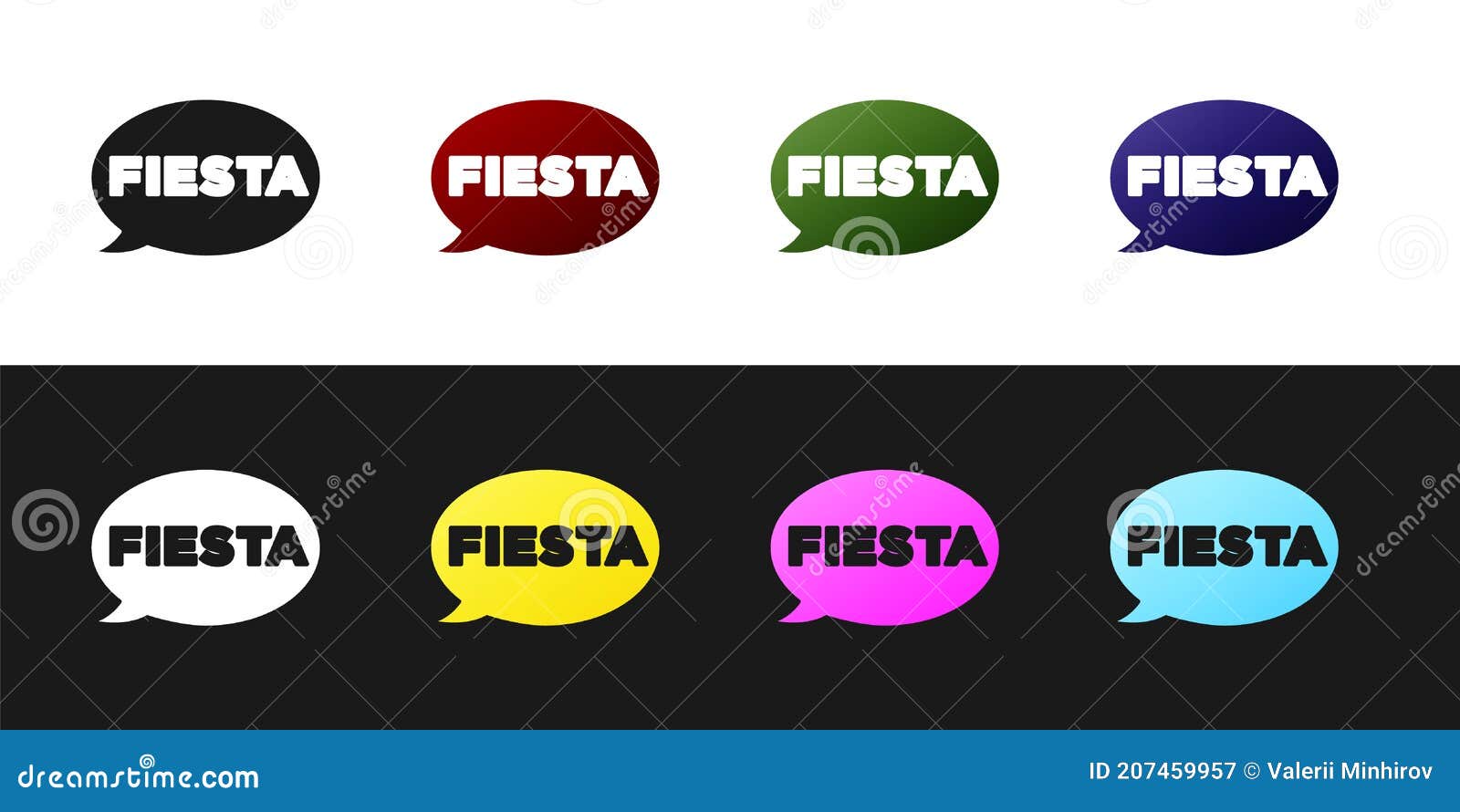 Set Fiesta Icon Isolated on Black and White Background. Vector Stock ...