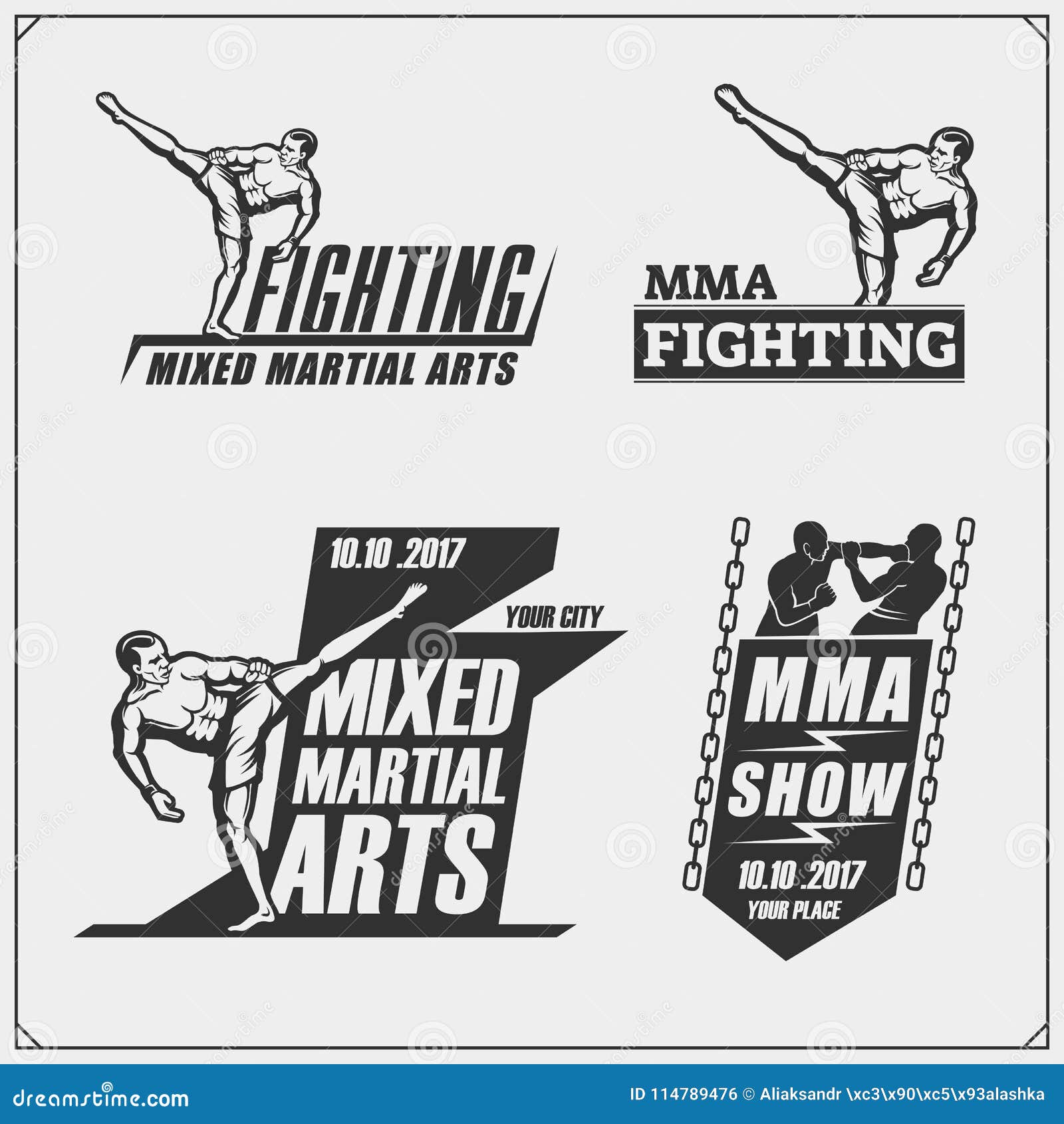 Set of Fighting Club Emblems, Labels, Badges and Design Elements. Stock ...