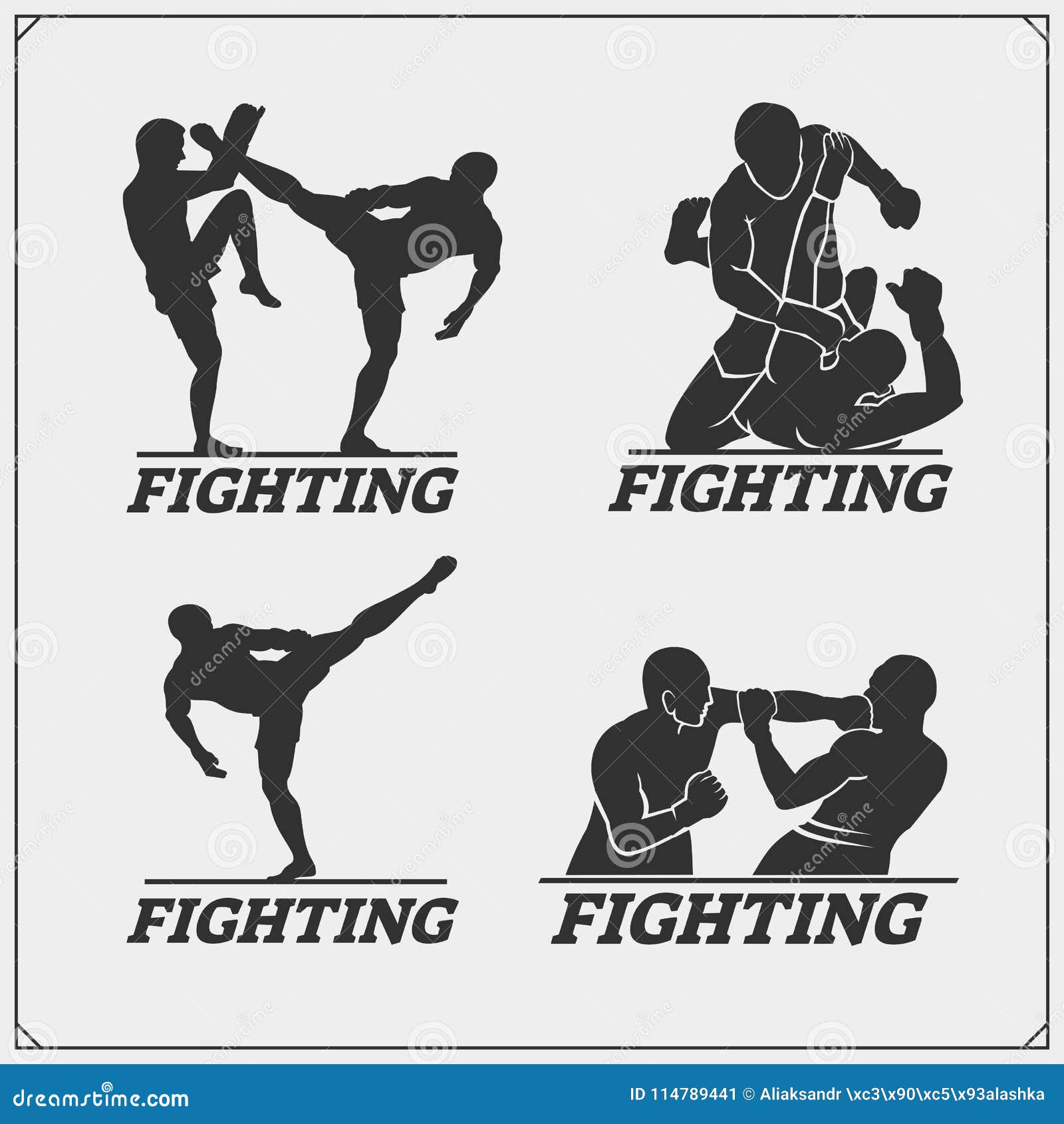 Set of Fighting Club Emblems, Labels, Badges and Icons. Stock Vector ...