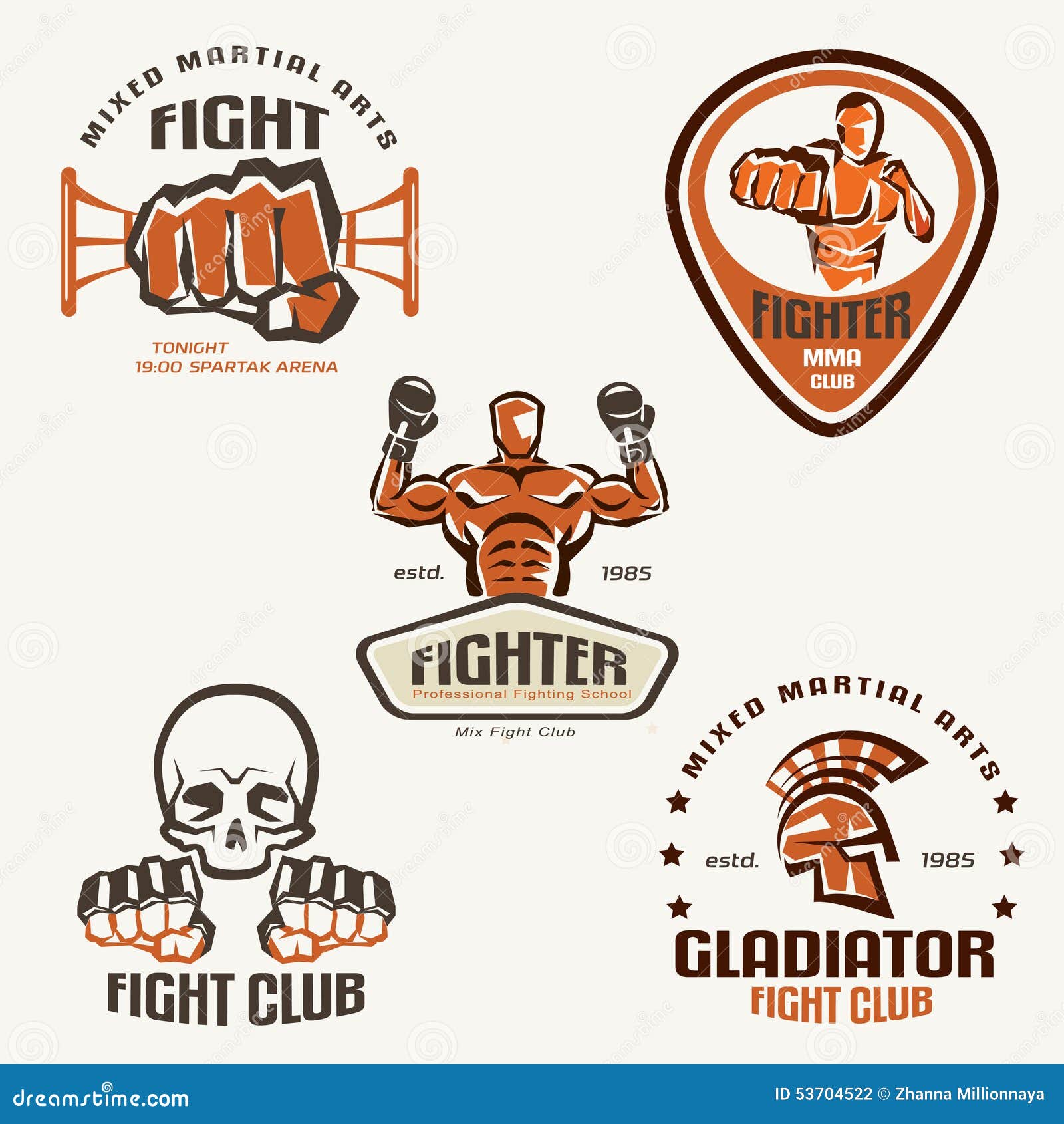 Set of Fighting Club Emblems, MMA Stock Vector - Illustration of design ...