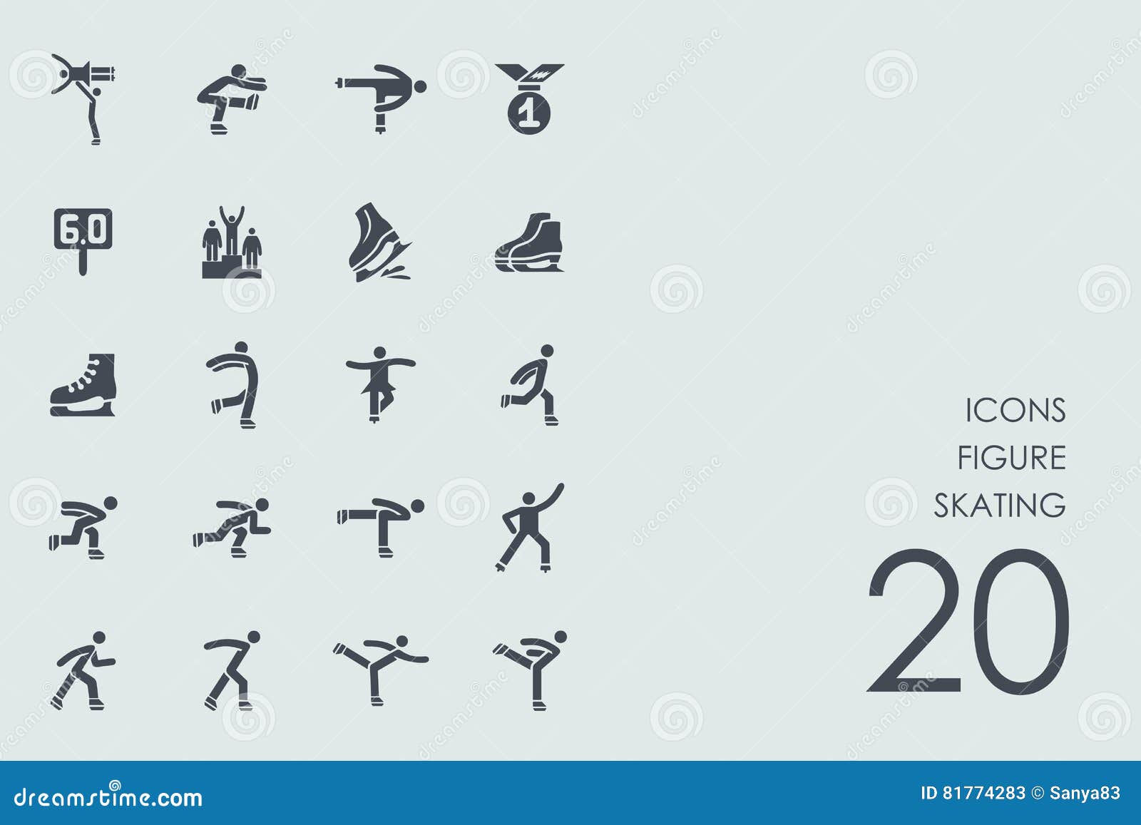 Set of Figure Skating Icons Stock Vector - Illustration of contour ...