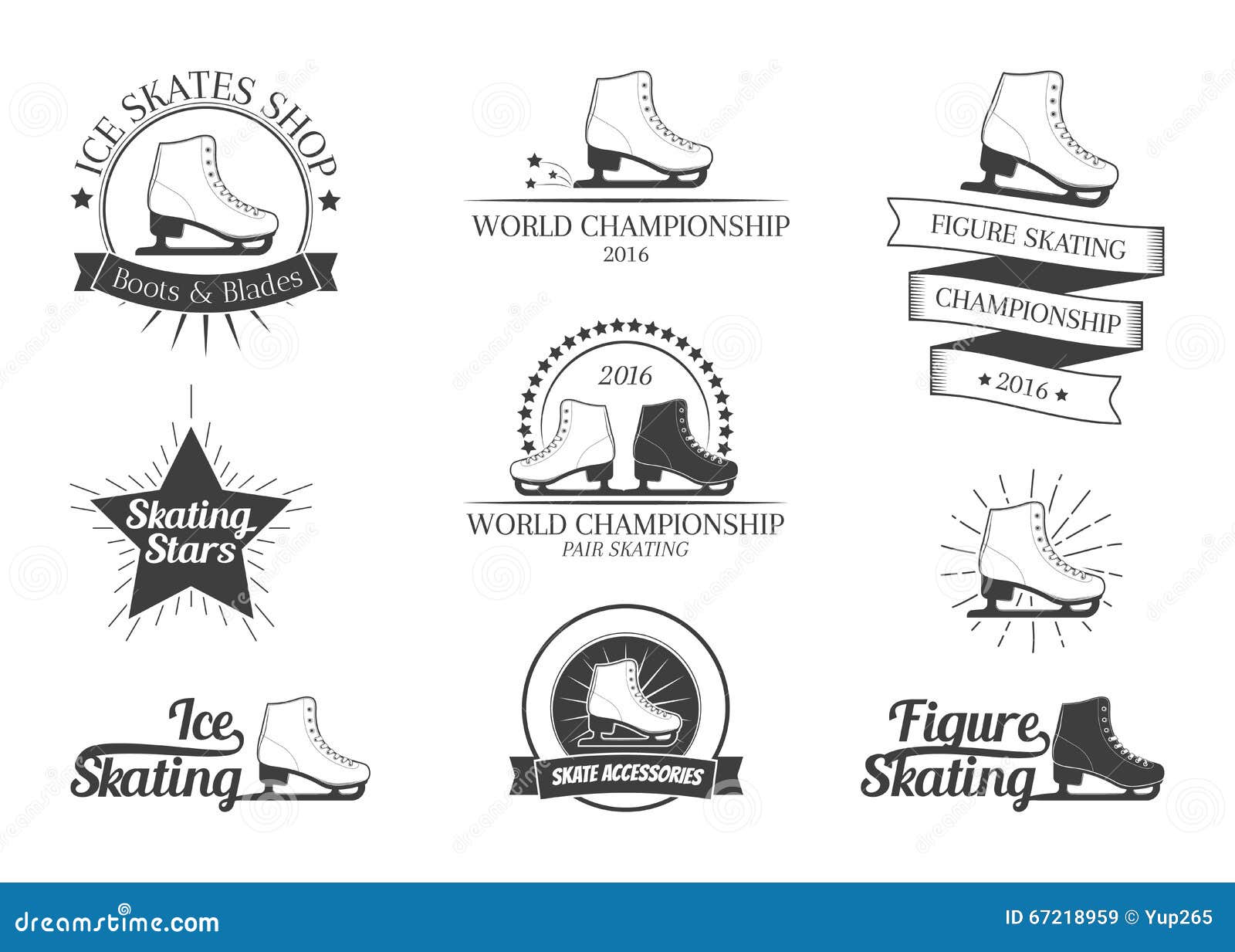 Set of Figure Skating Logos Stock Vector - Illustration of icon ...
